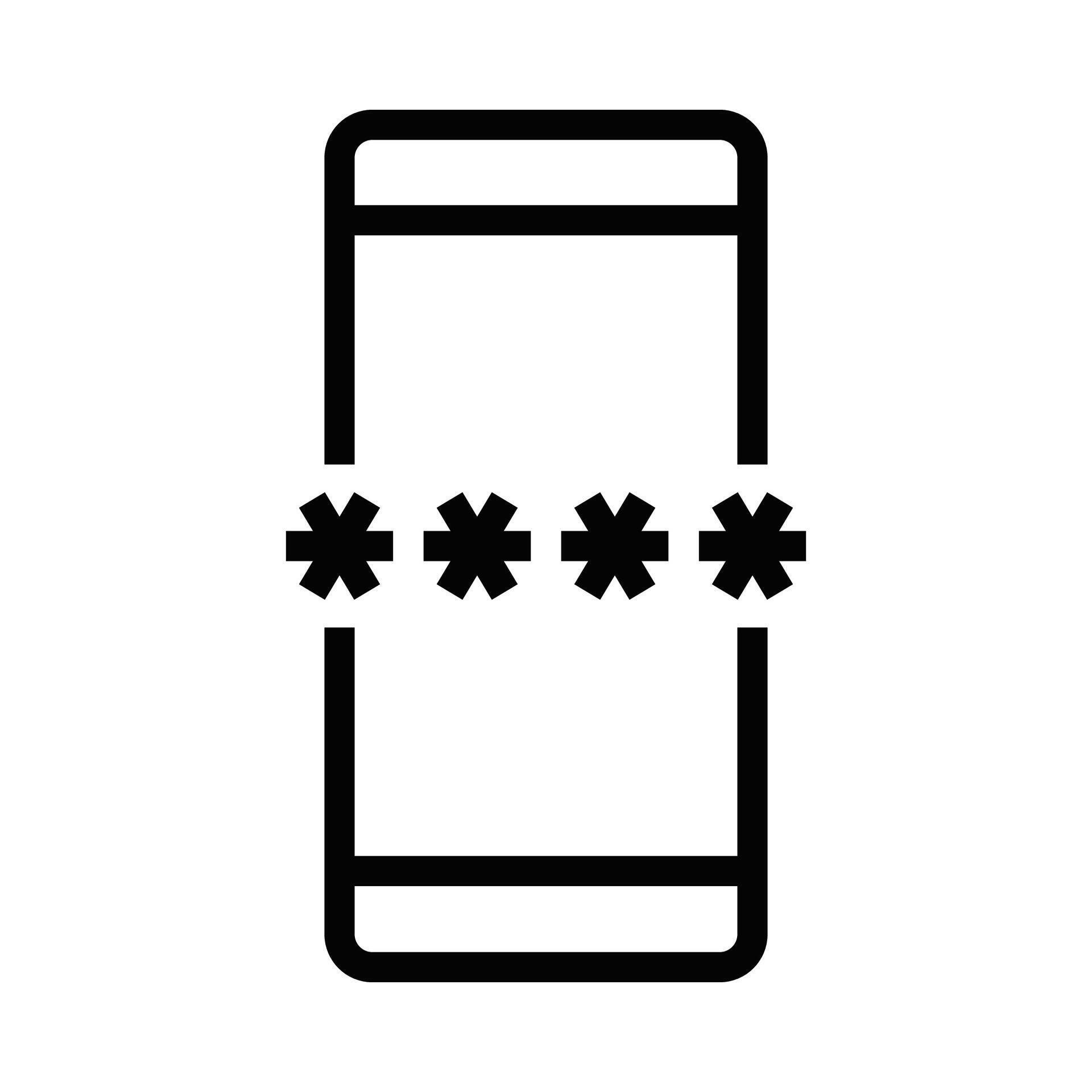 Minimalistic outline of a mobile lock password field with asterisks. Illustration representing ...
