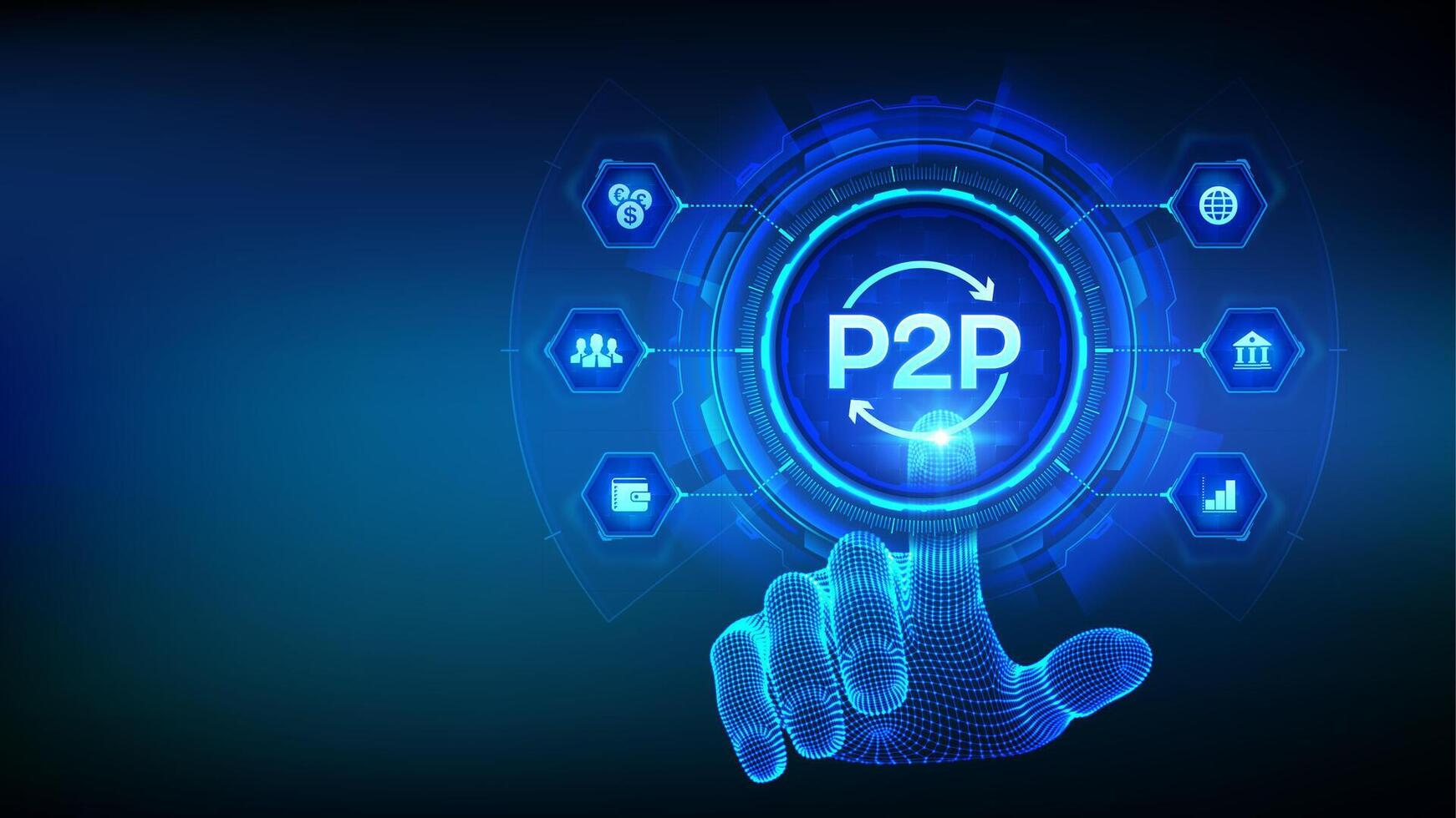 Peer to peer. P2P payment and online model for support or transfer money. Peer-To-Peer ...