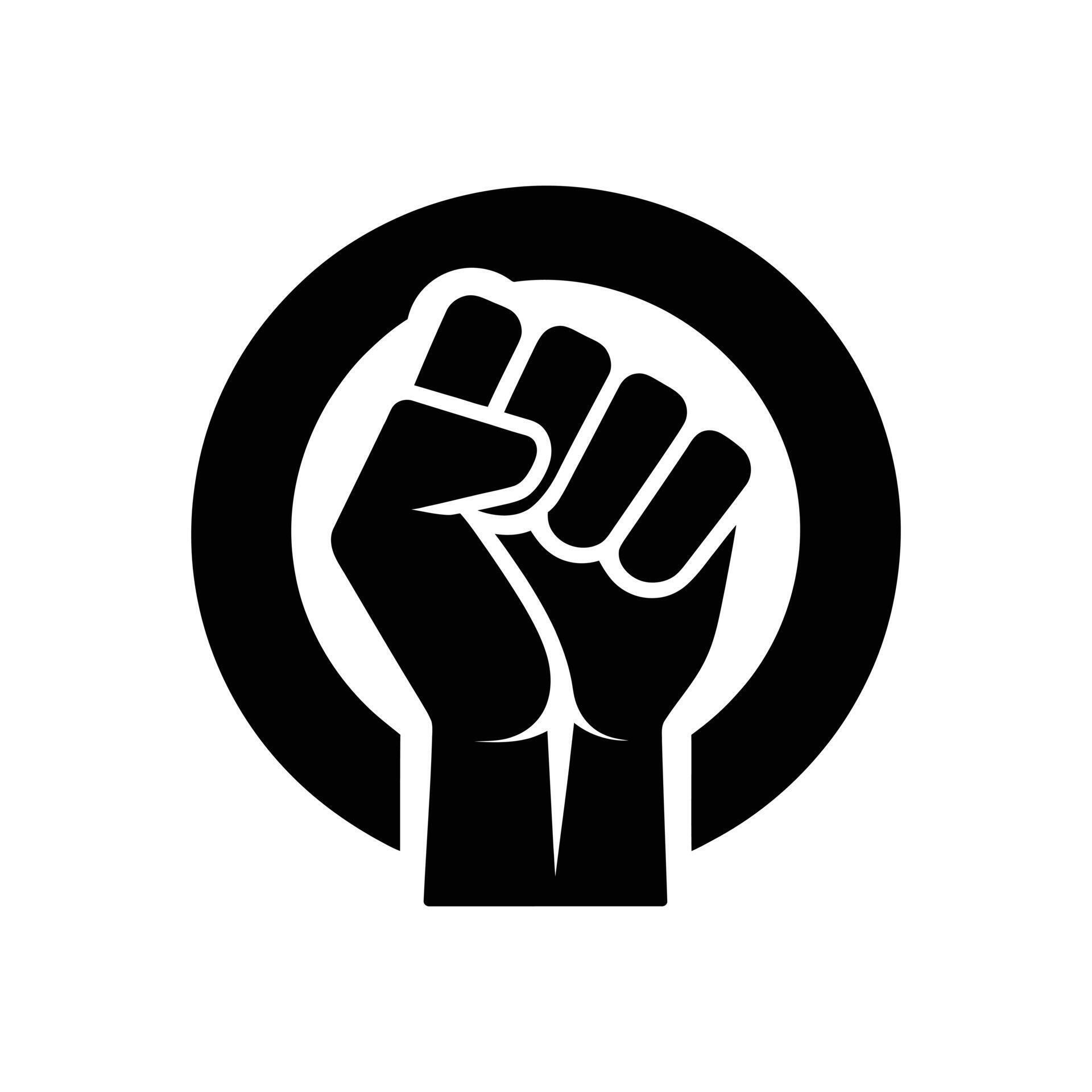Black And White Fist Silhouette Symbol Of Unity Power And Solidarity