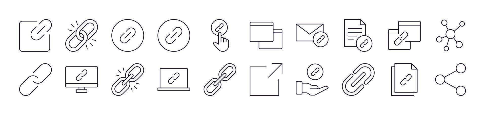 Link And Share Outline Web Line Icons Collection Editable Stroke