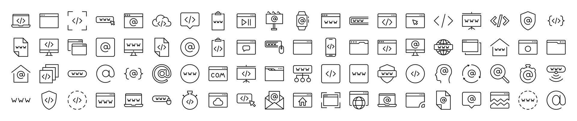 Web Page, Design, Programming Outline Icon Collection. Editable Stroke ...