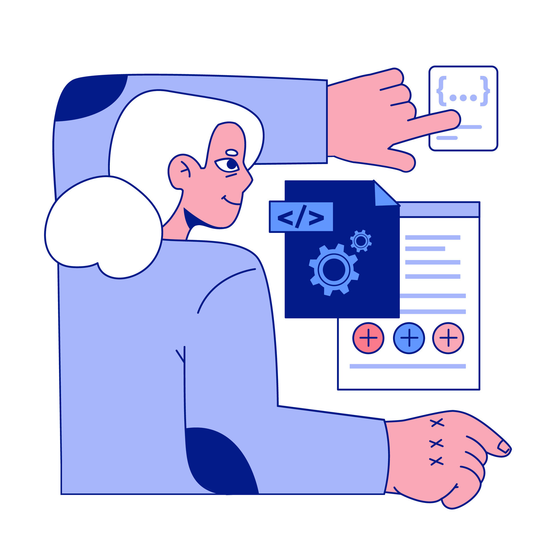 Senior Developer Old Woman Programming And Coding Developing 50005043 1055