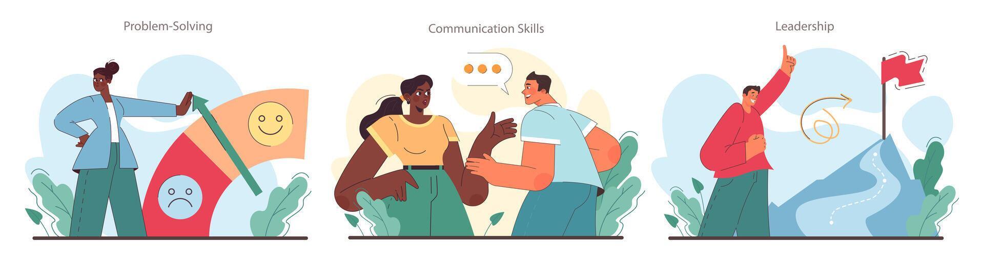 Soft skills set. Employees with communication and effective teamwork 50005087 Vector Art at Vecteezy