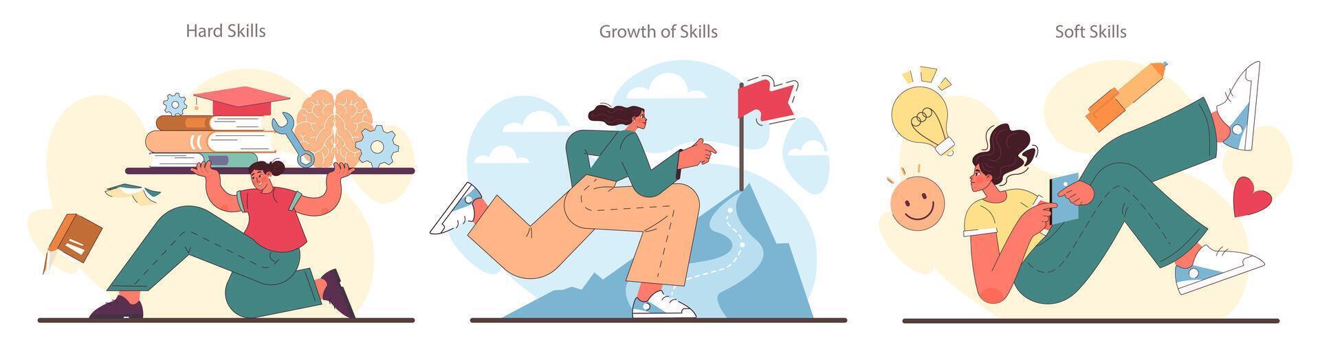 Skills development set. Professional competences hard and soft skills ... Skills development set. Professional competences hard and soft skills ...