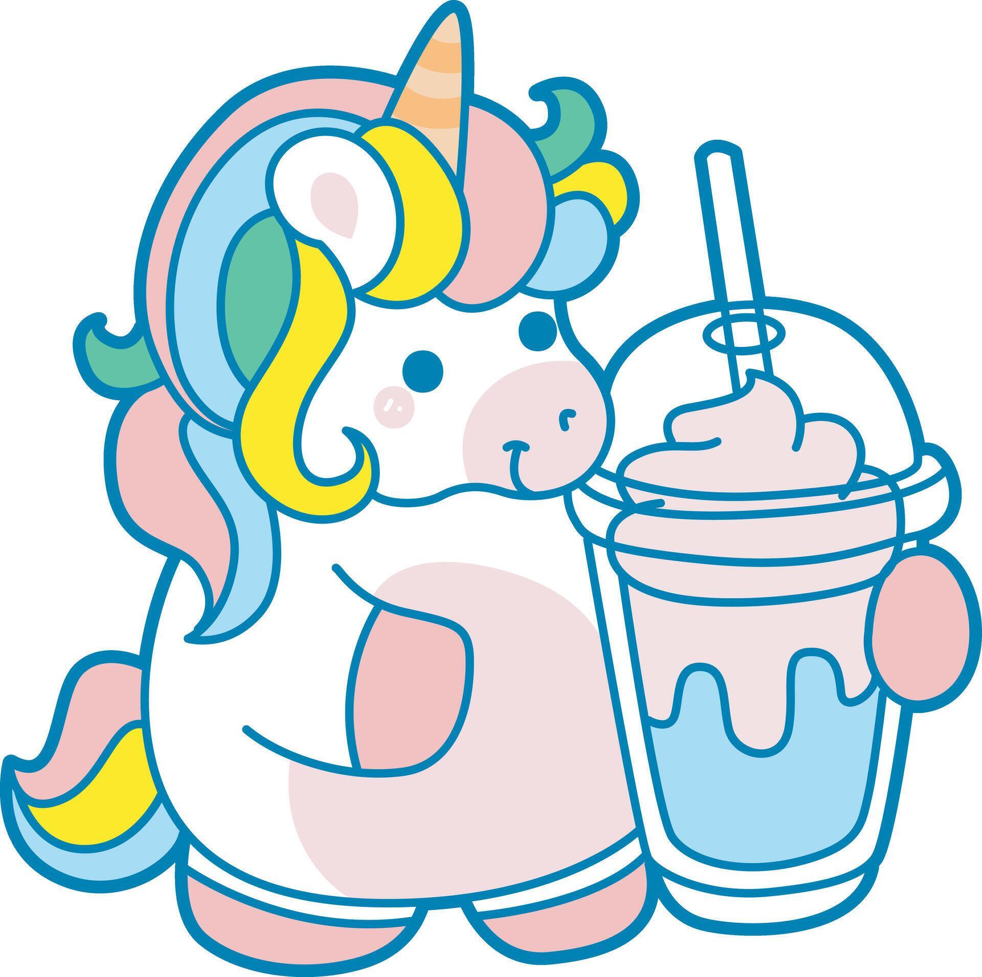 Illustration of cute unicorn activities icon. Funny rainbow unicorn daily routine stickers ...
