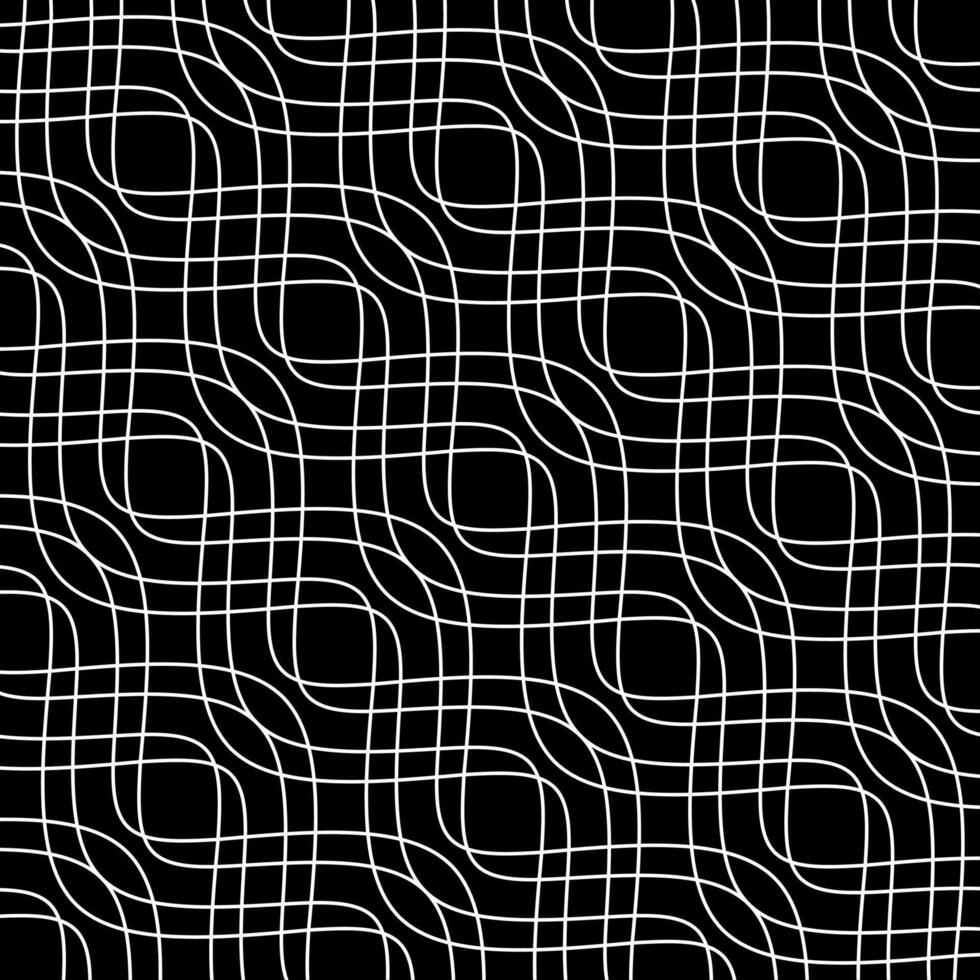 Seamless abstract pattern consisting of overlapping curved white lines on a black background ...