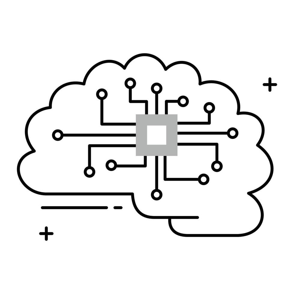 Neural Networks and Digital Brain Icon Design, digital brain, artificial intelligence, AI brain ...