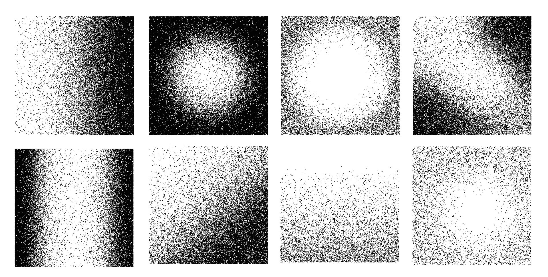 Gradient noise grain textures. Black dotted grainy abstract square ...