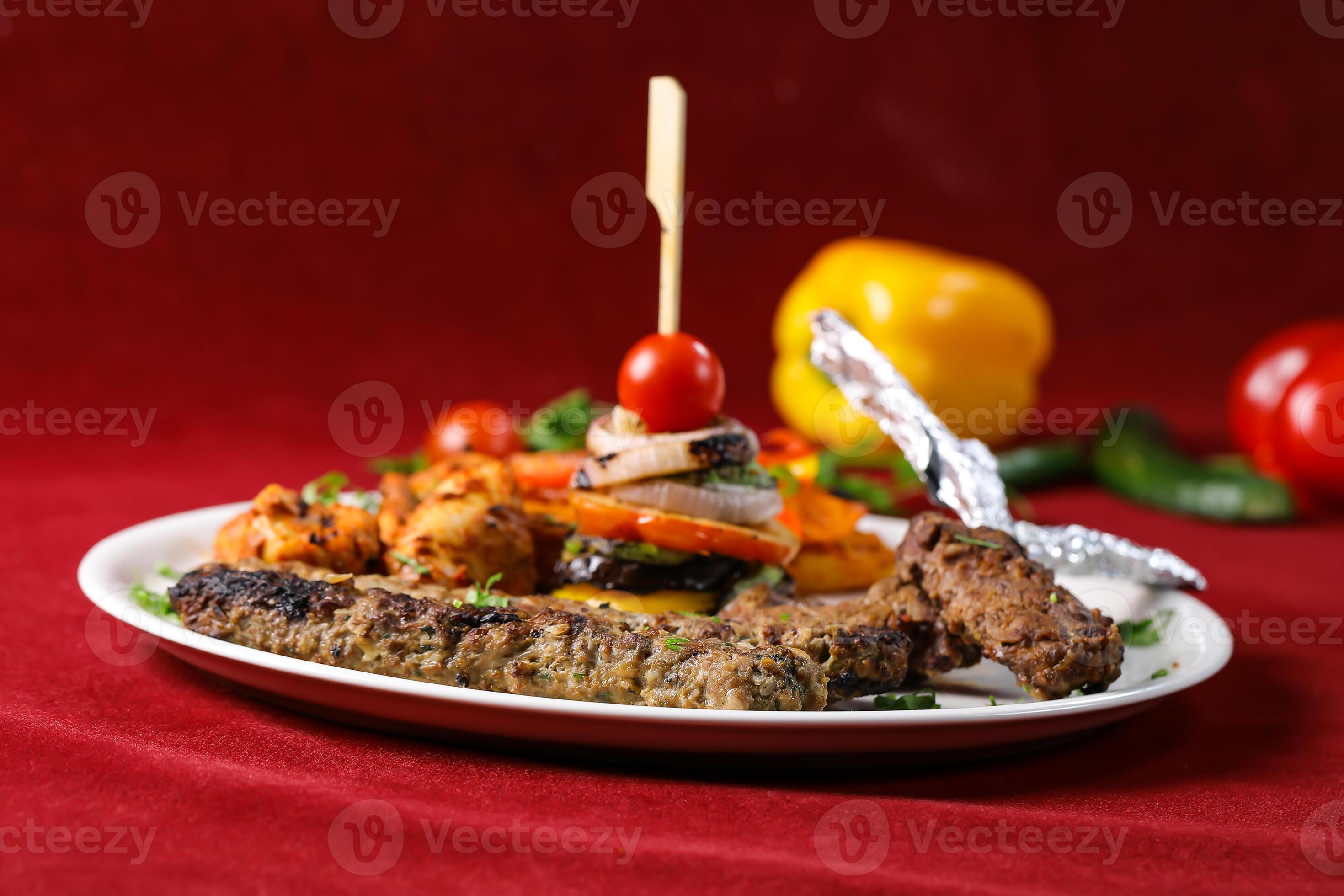 Assorted Mixed Grill Platter with Grilled Vegetables tikka boti seekh ...