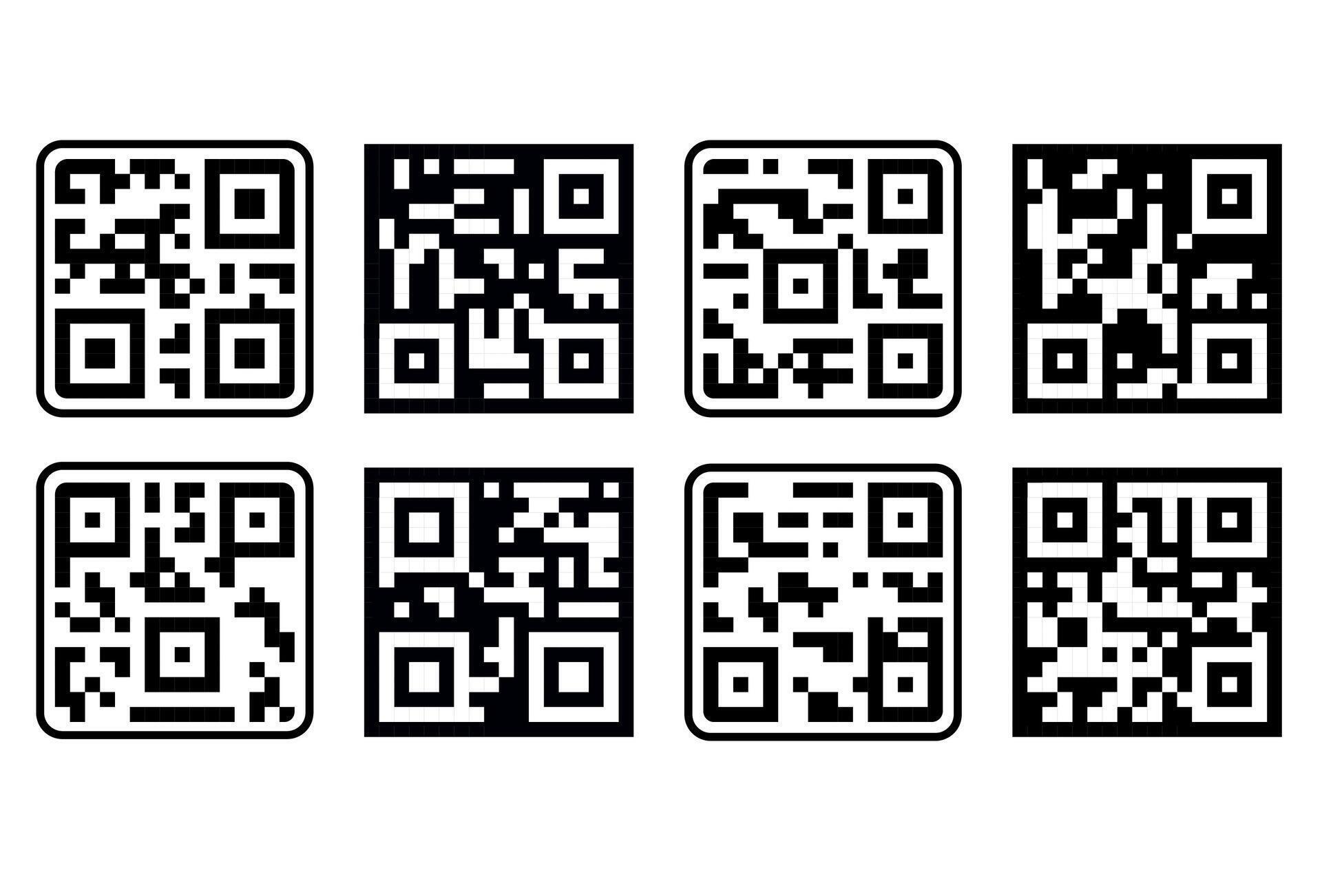 Black QR code icons with realistic design isolated on white background ...