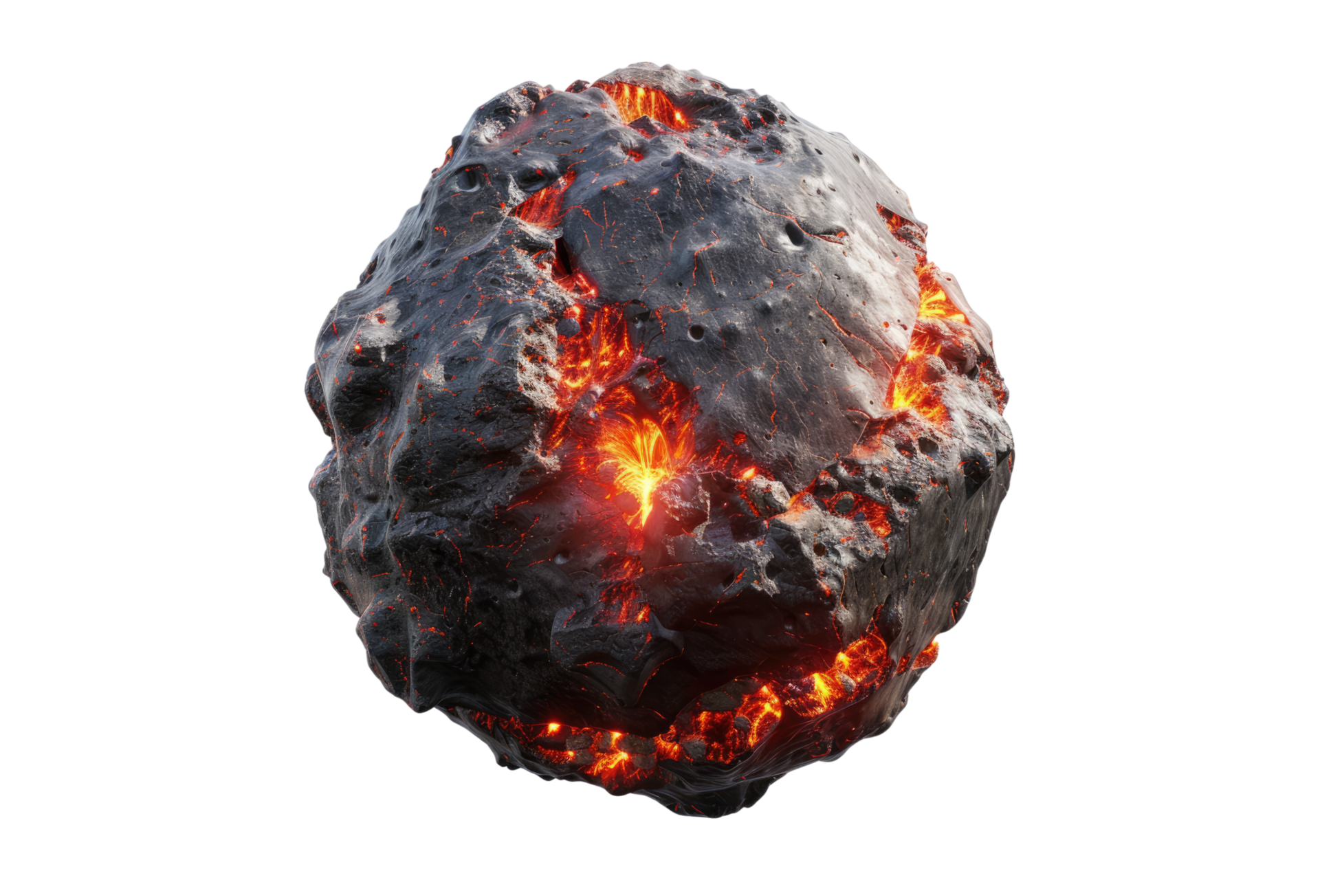 Red hot lava asteroid or meteoroid isolated on transparent background. 50038997 PNG