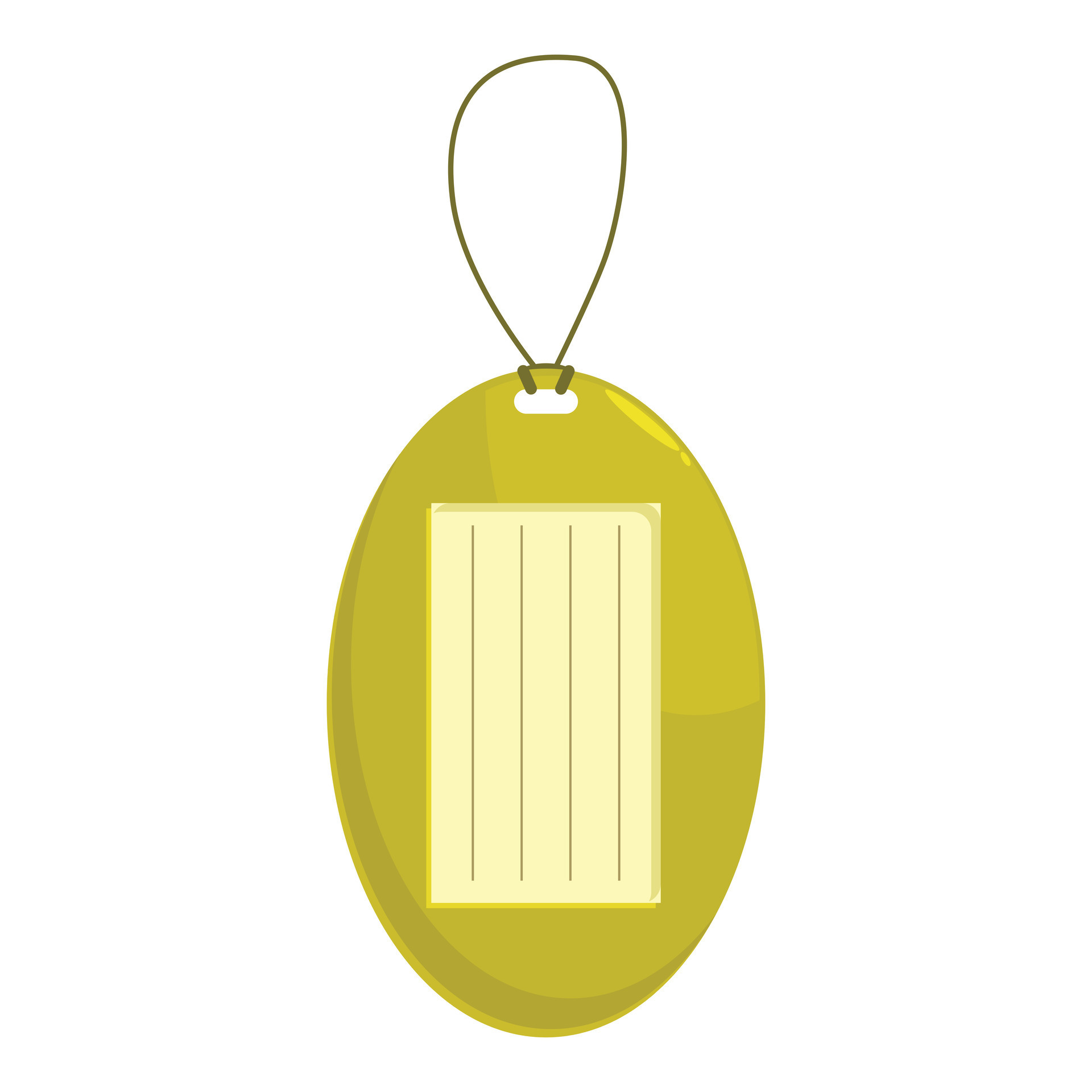 Yellow oval tag hanging with string showing blank label for adding text ... Yellow oval tag hanging with string showing blank label for adding text ...
