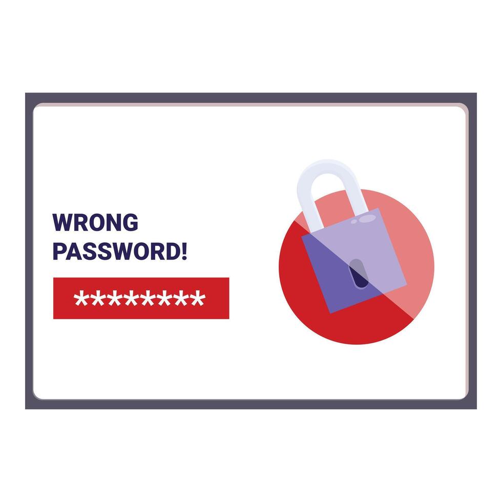 Website Security Alert With Wrong Password Notification And Locked