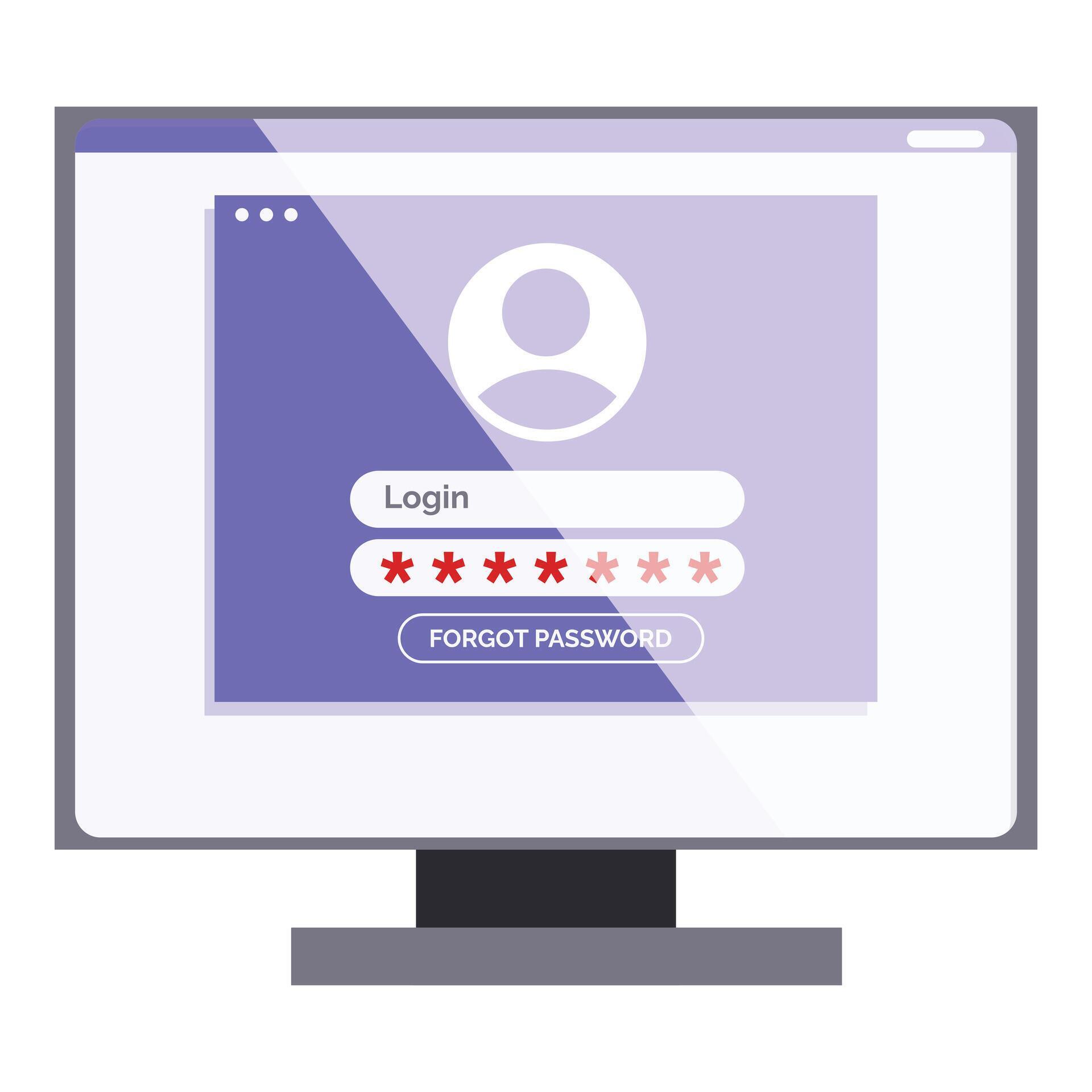 Computer Screen Displaying User Login Form With Red Asterisks In Password Field 50041592 Vector