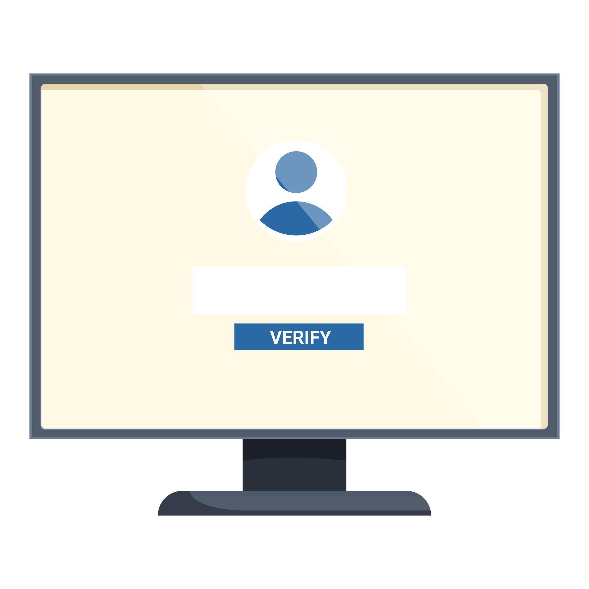Computer monitor displaying user verification page with verify button 50041621 Vector Art at ...