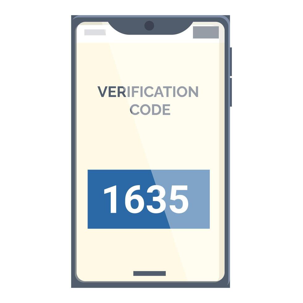 Smartphone showing verification code on screen for 2 step ...