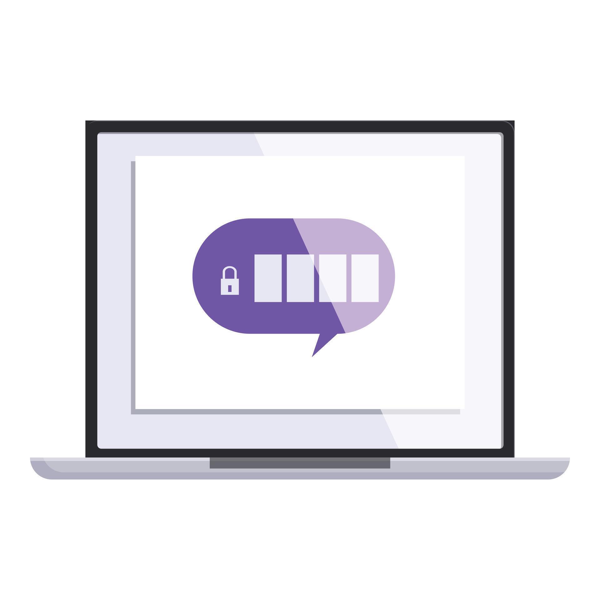Laptop Showing Password Protected Message On Screen 50041634 Vector Art