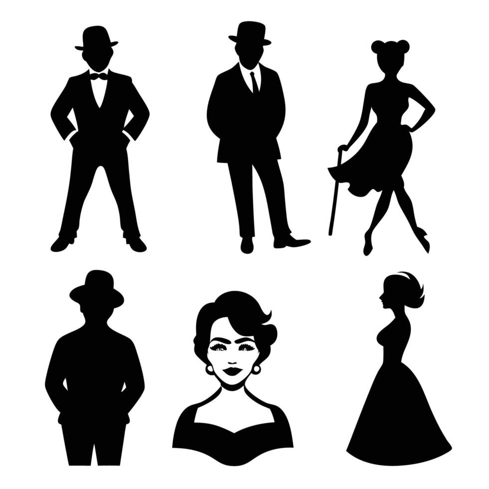 Six Iconic Silhouettes of 20th Century Icons 50048331 Vector Art at ...