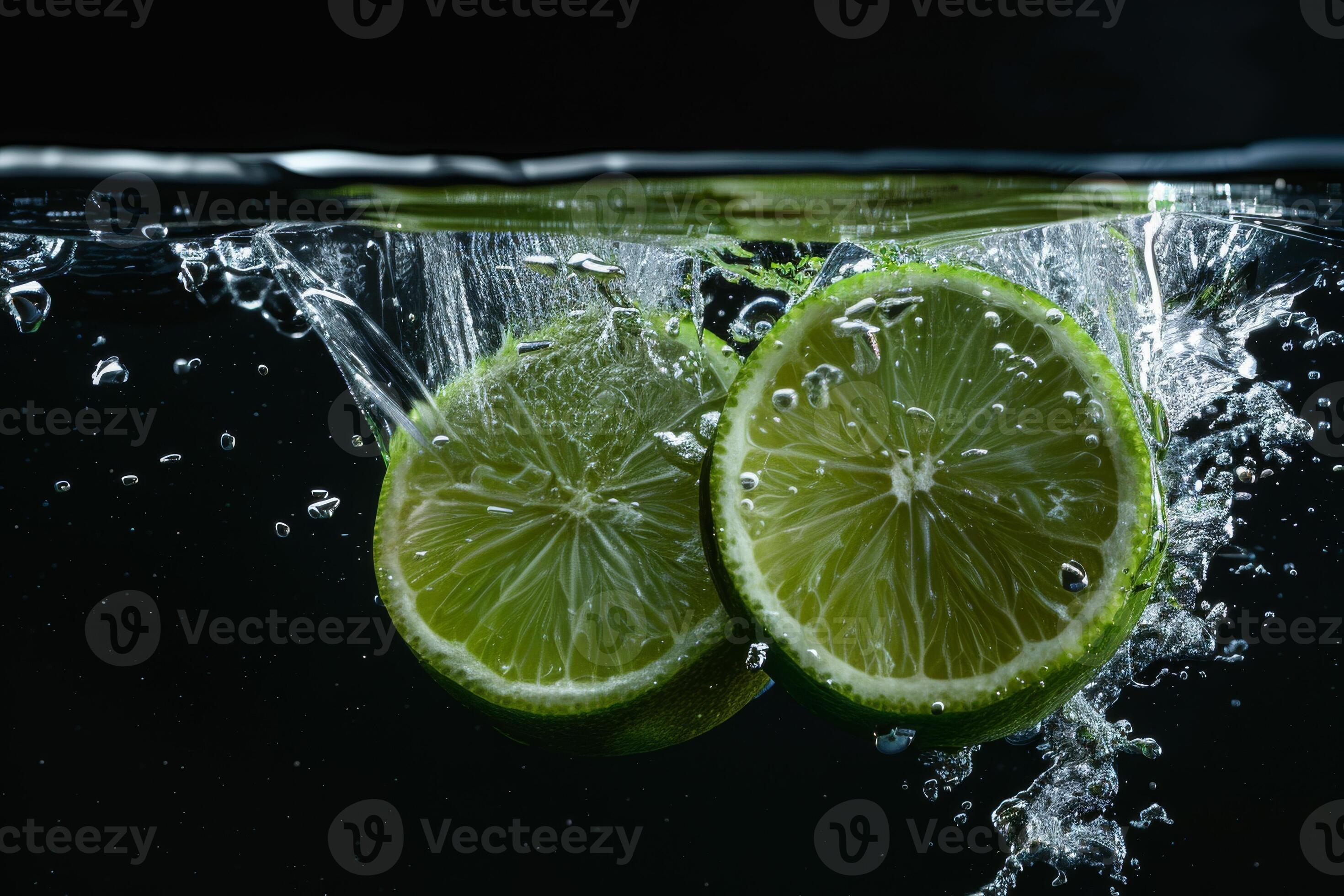 Two limes are floating in water 50060077 Stock Photo at Vecteezy
