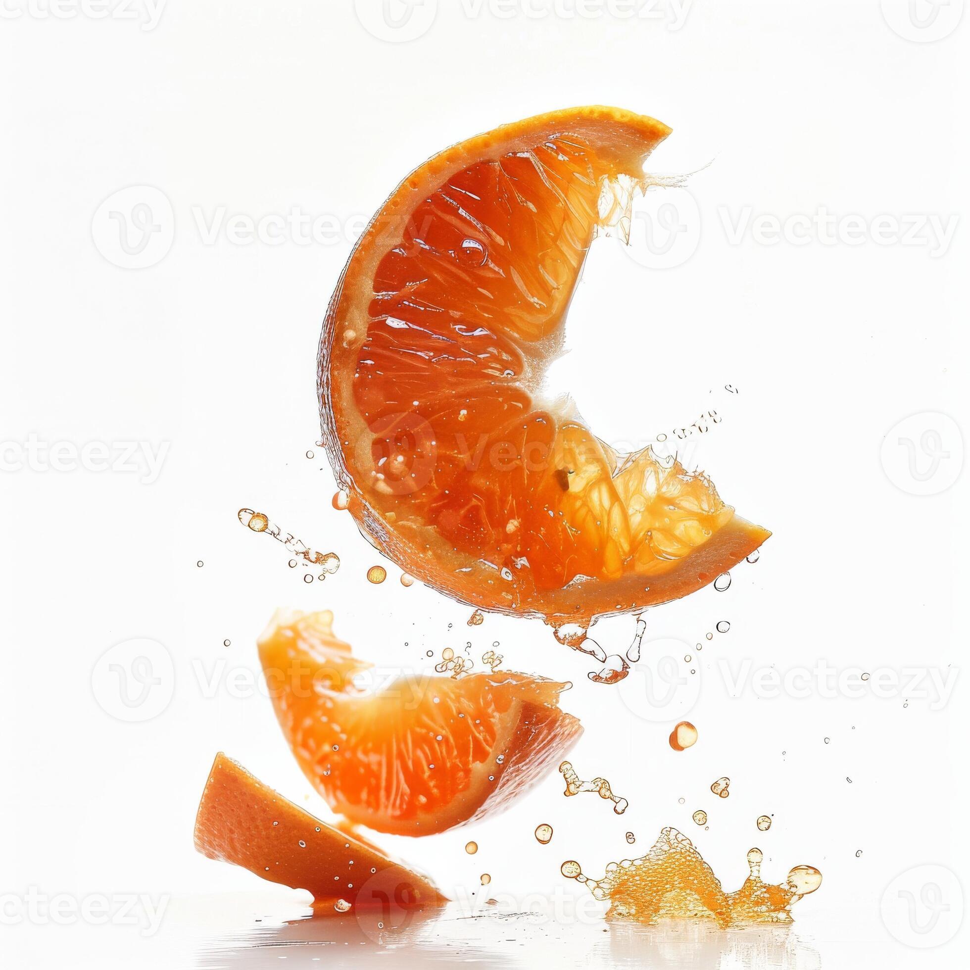 A slice of orange being splashed with water 50060561 Stock Photo at Vecteezy