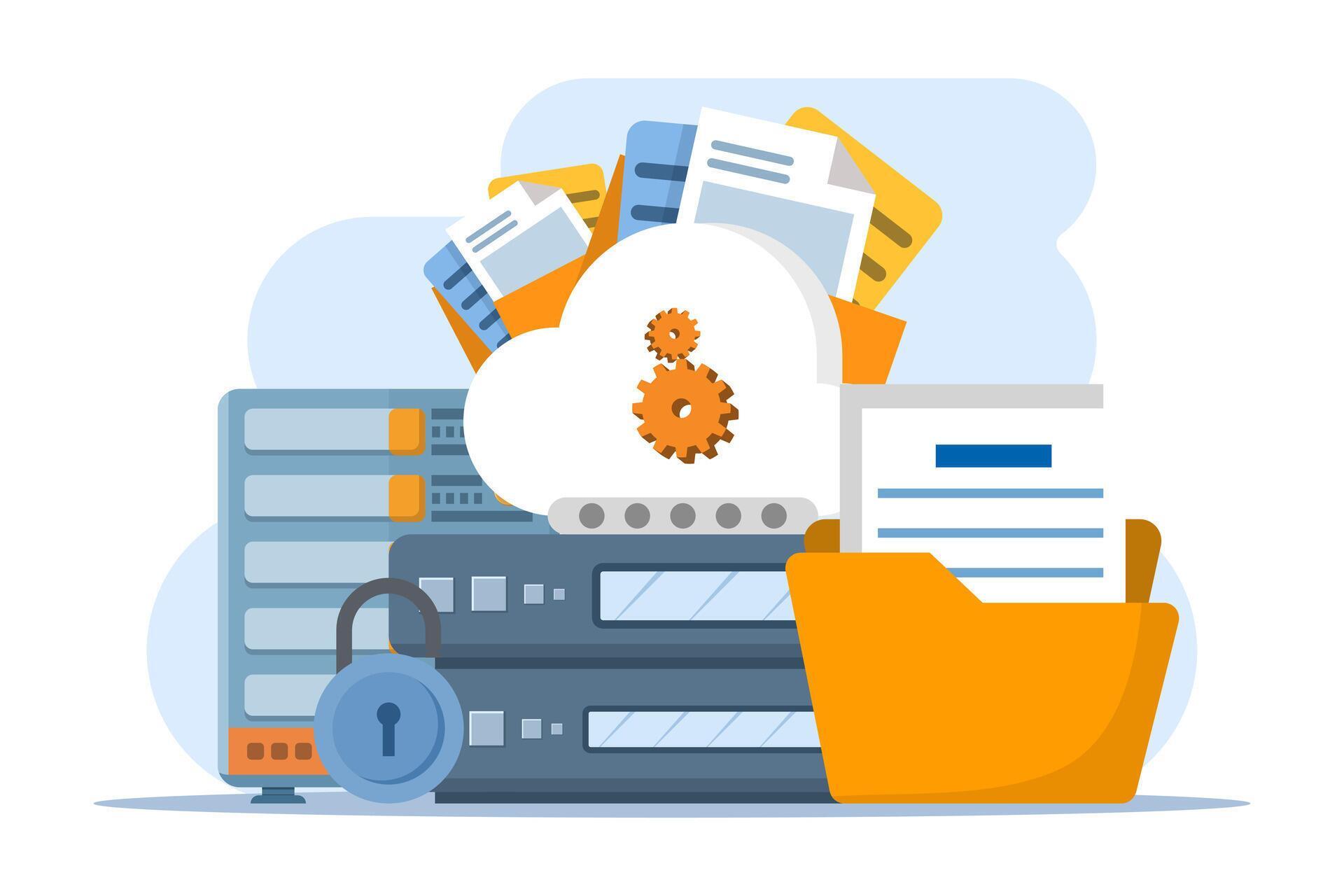 Cloud Document Security Concept Data Stored On Secure Cloud Servers Cloud Storage With