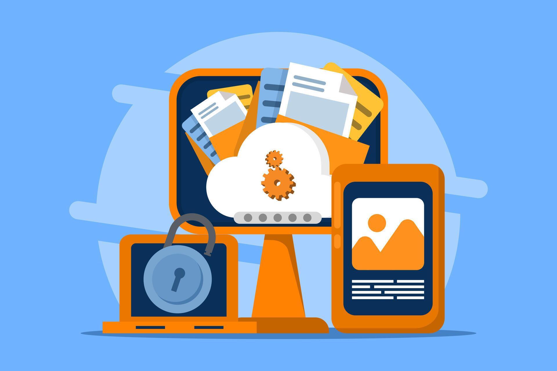 Cloud Document Security Concept Data Stored On Secure Cloud Servers Cloud Storage With