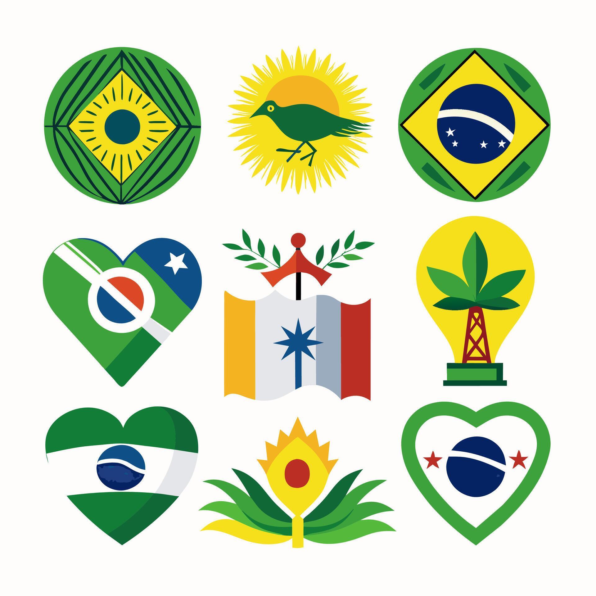 A collection of icons designed to represent the flags of Brazil 50067096 Vector Art at Vecteezy