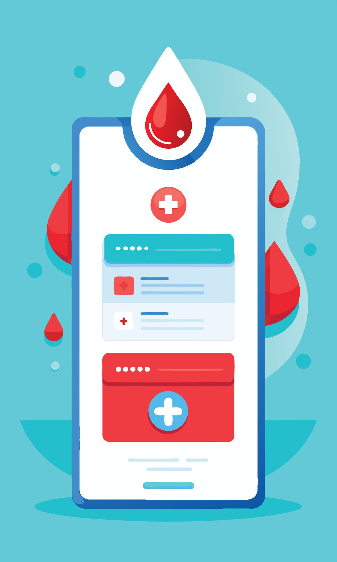 Blood donation app ui login interface illustration with mobile ...