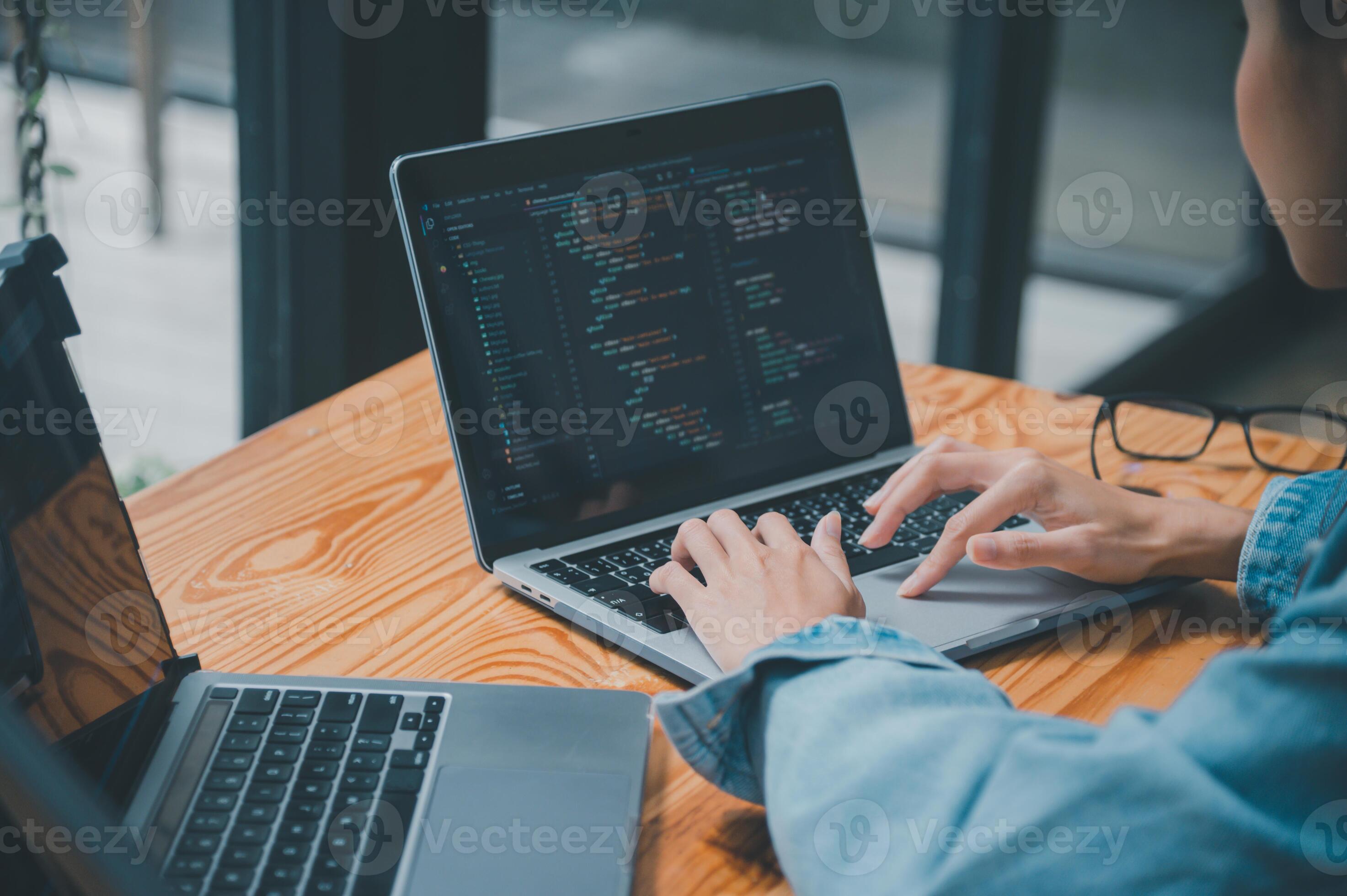 Female Programmer Working On Coding Software Development And Web Designconcept Technology