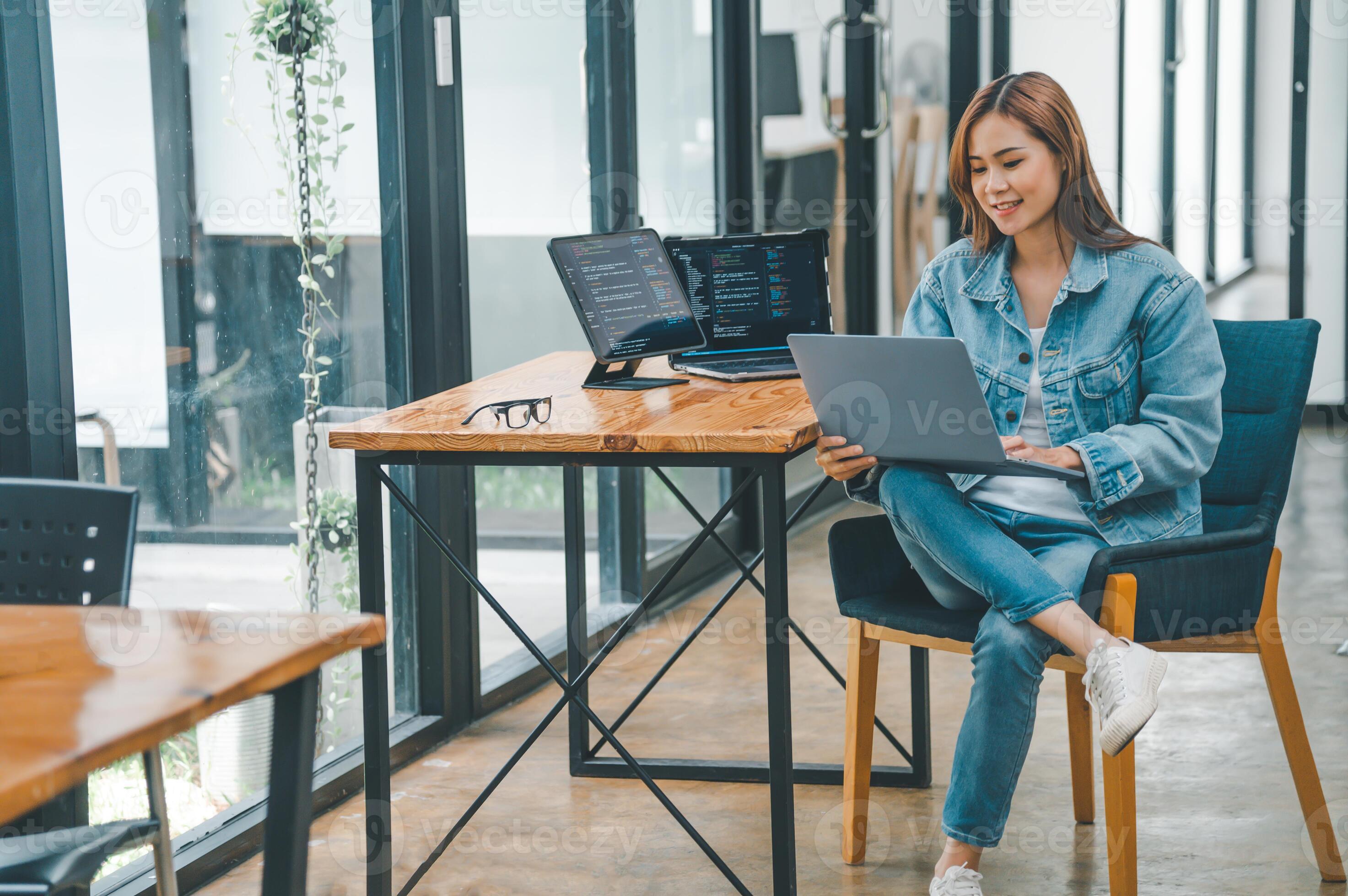 Female Programmer Working On Coding Software Development And Web