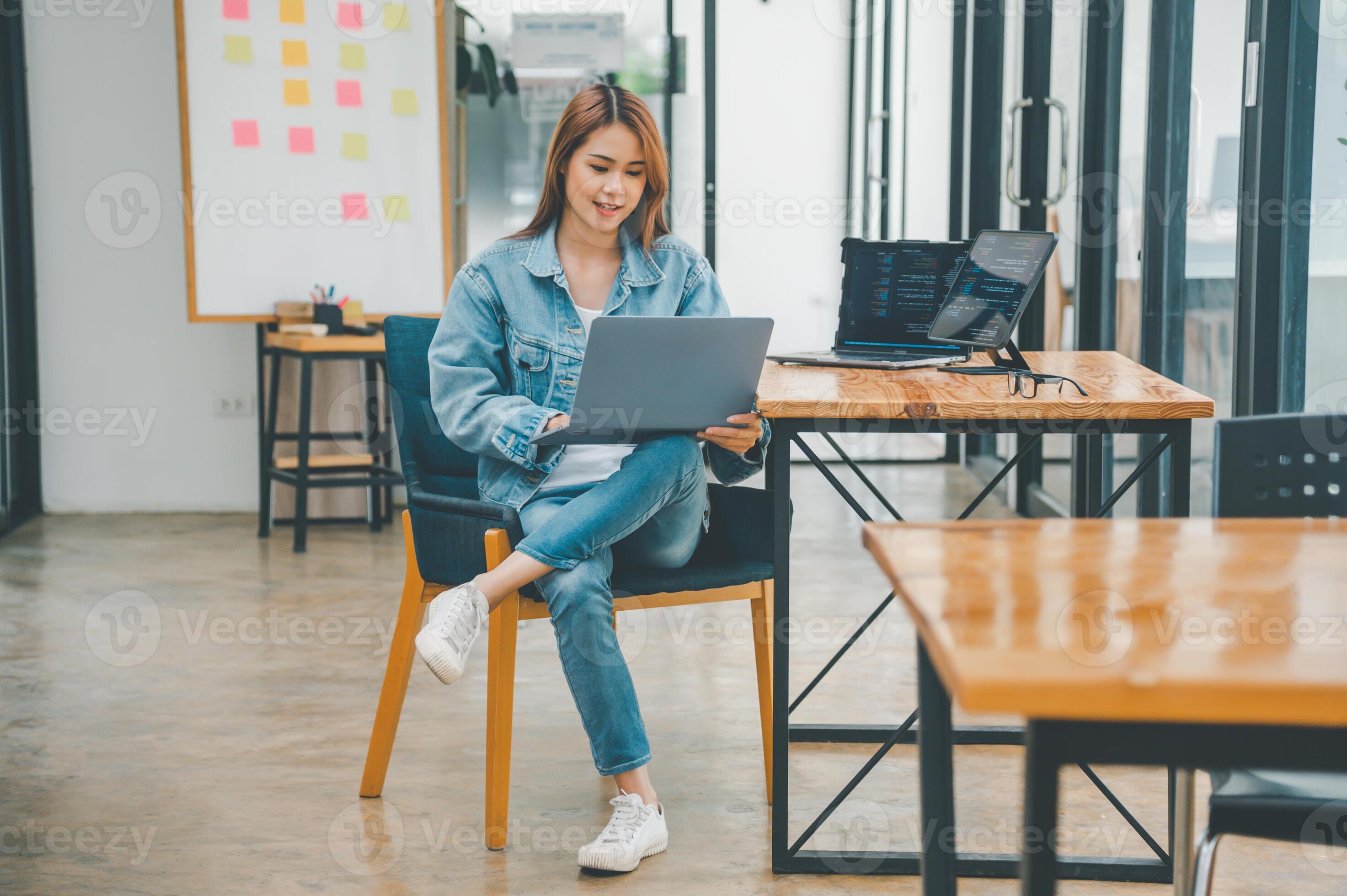 Female Programmer Working On Coding Software Development And Web