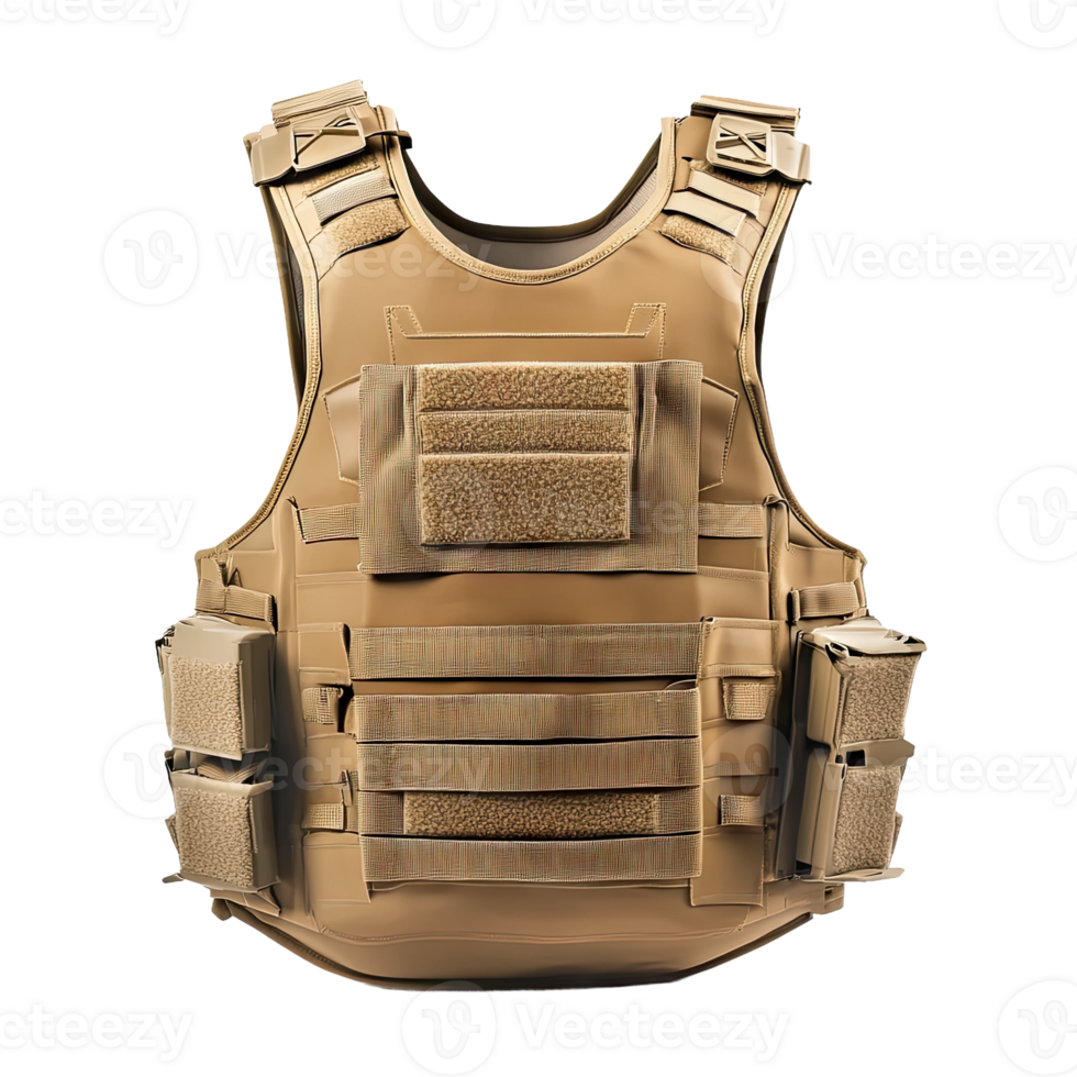 A Tan Tactical Vest With Multiple Pouches And Straps 50083630 Png