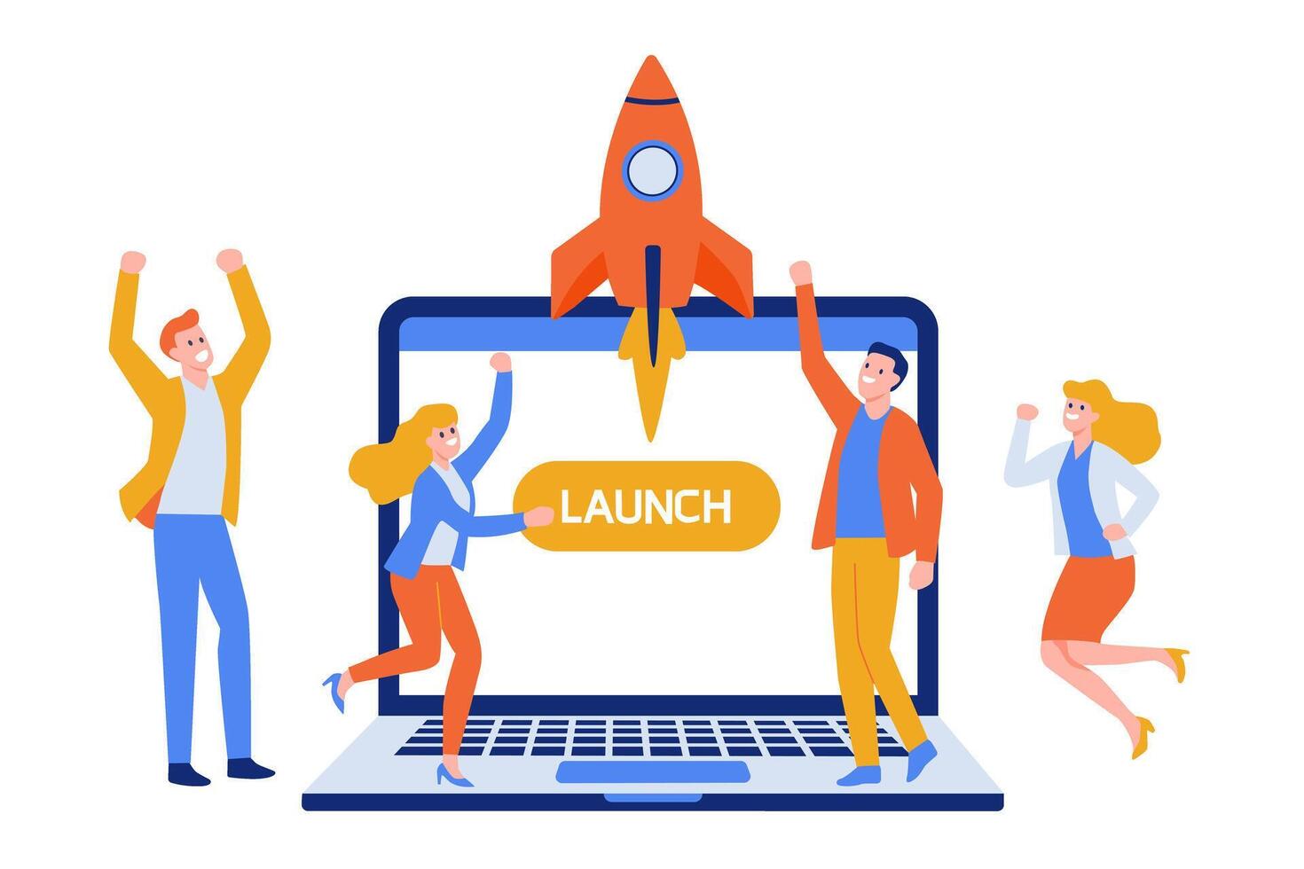 Team Celebrating Successful Rocket Launch Startup 50084475 Vector Art ... Team Celebrating Successful Rocket Launch Startup 50084475 Vector Art ...