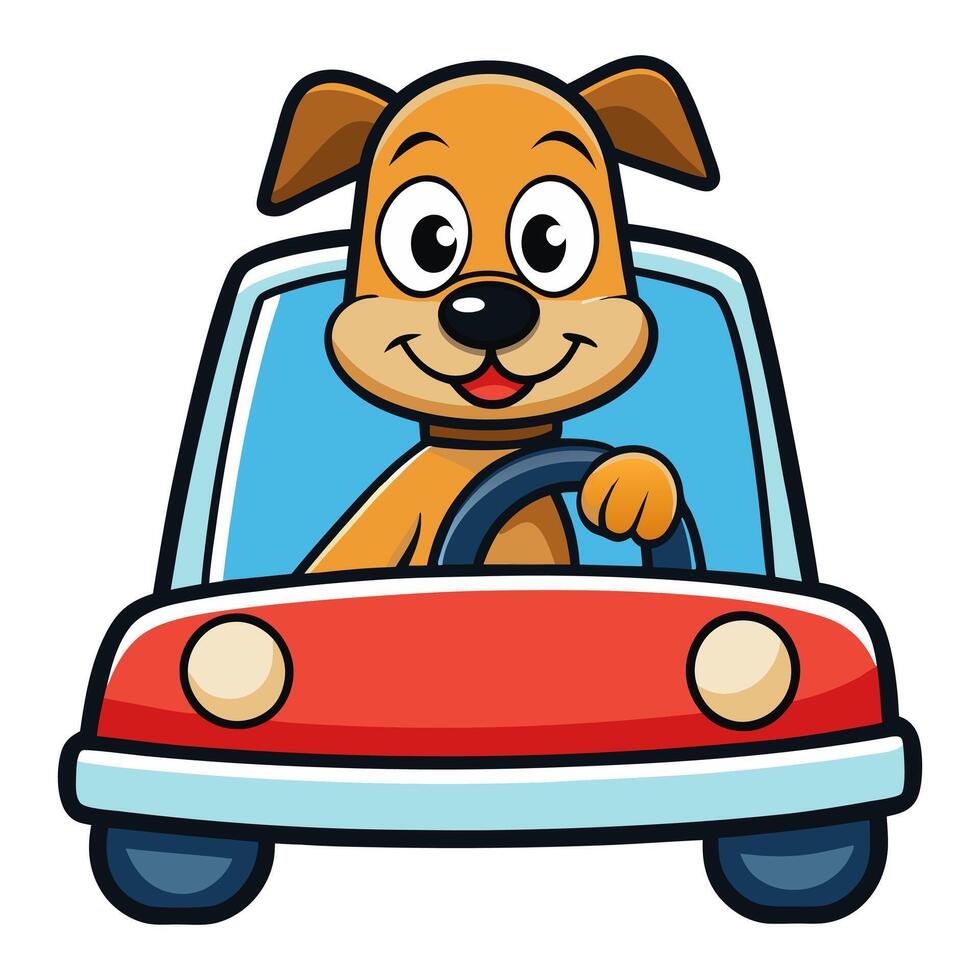 dog driving car cartoon 50086033 Vector Art at Vecteezy