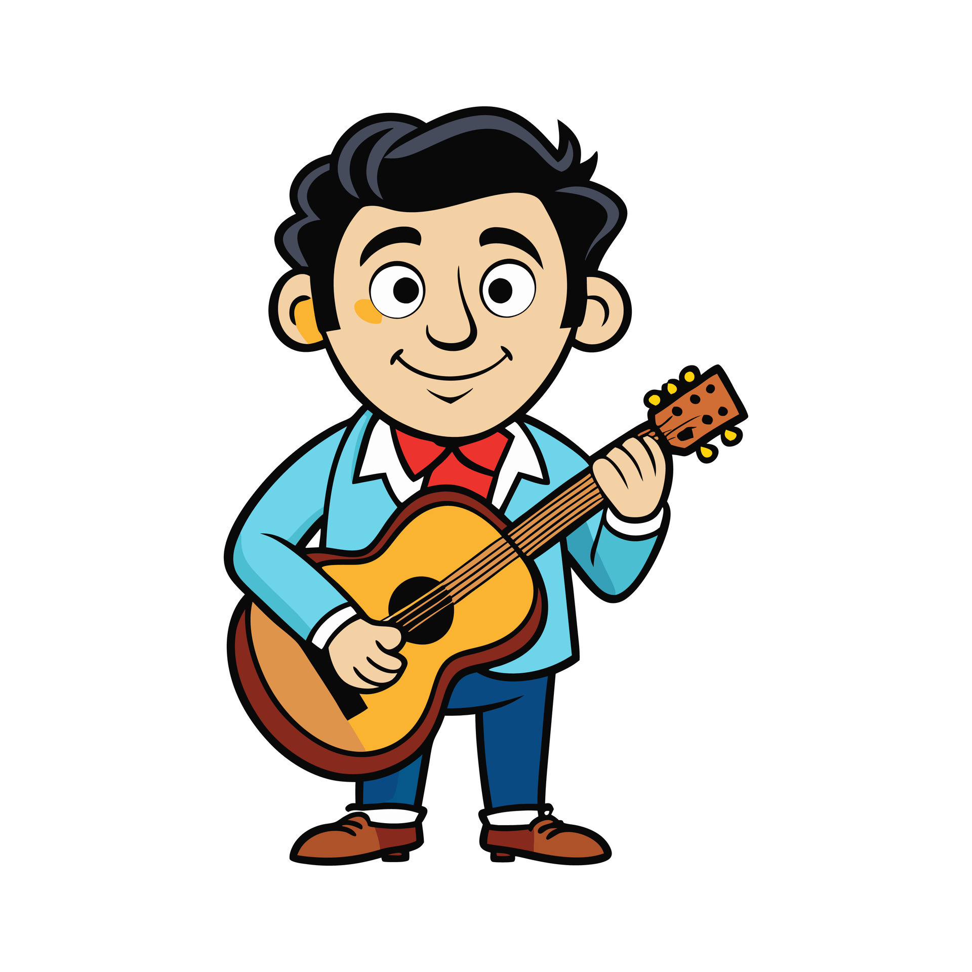 a cartoon man playing the guitar 50086066 Vector Art at Vecteezy