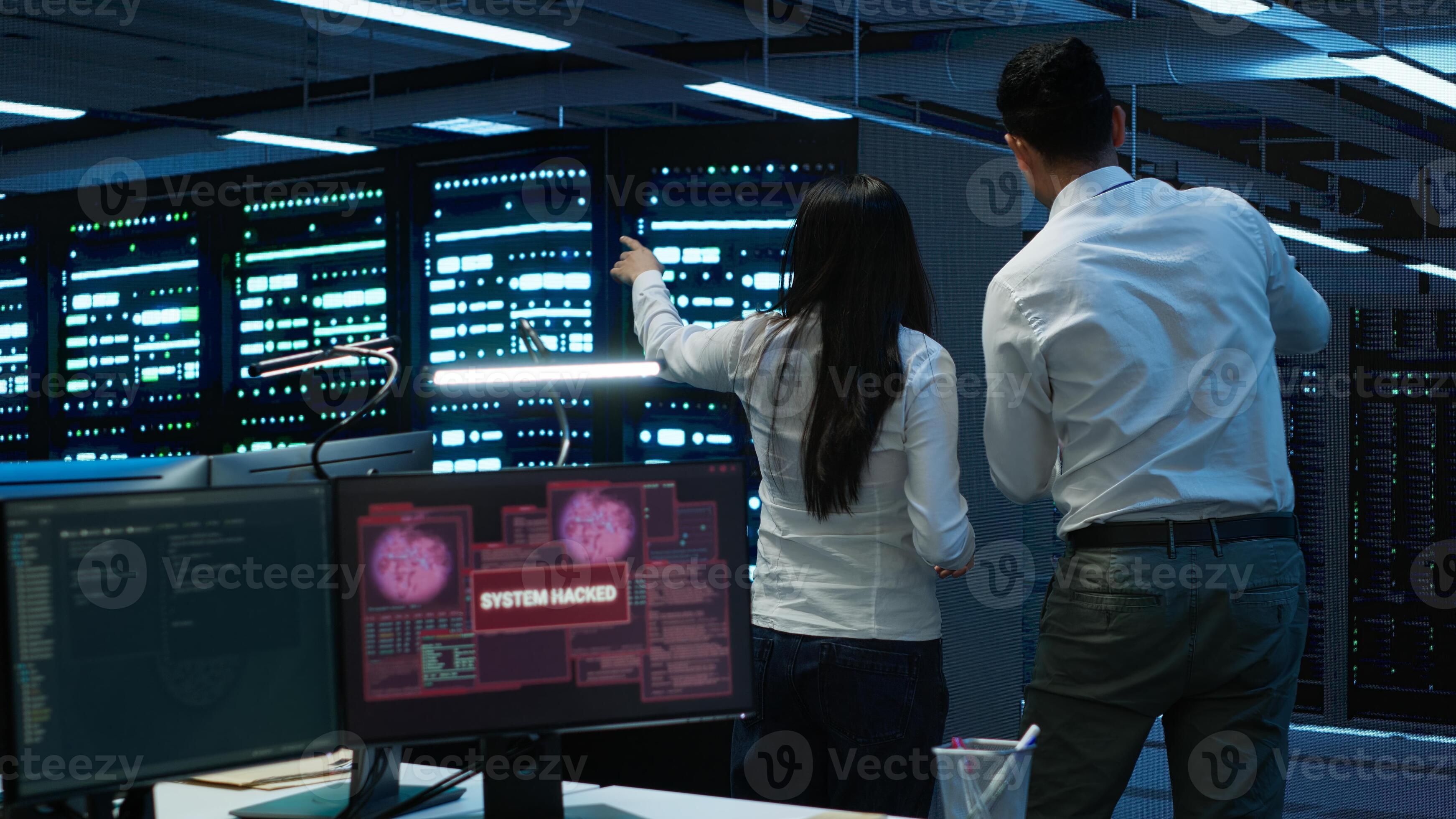 Team Of Technicians In Server Hub Alerted By Hacker Passing Firewall