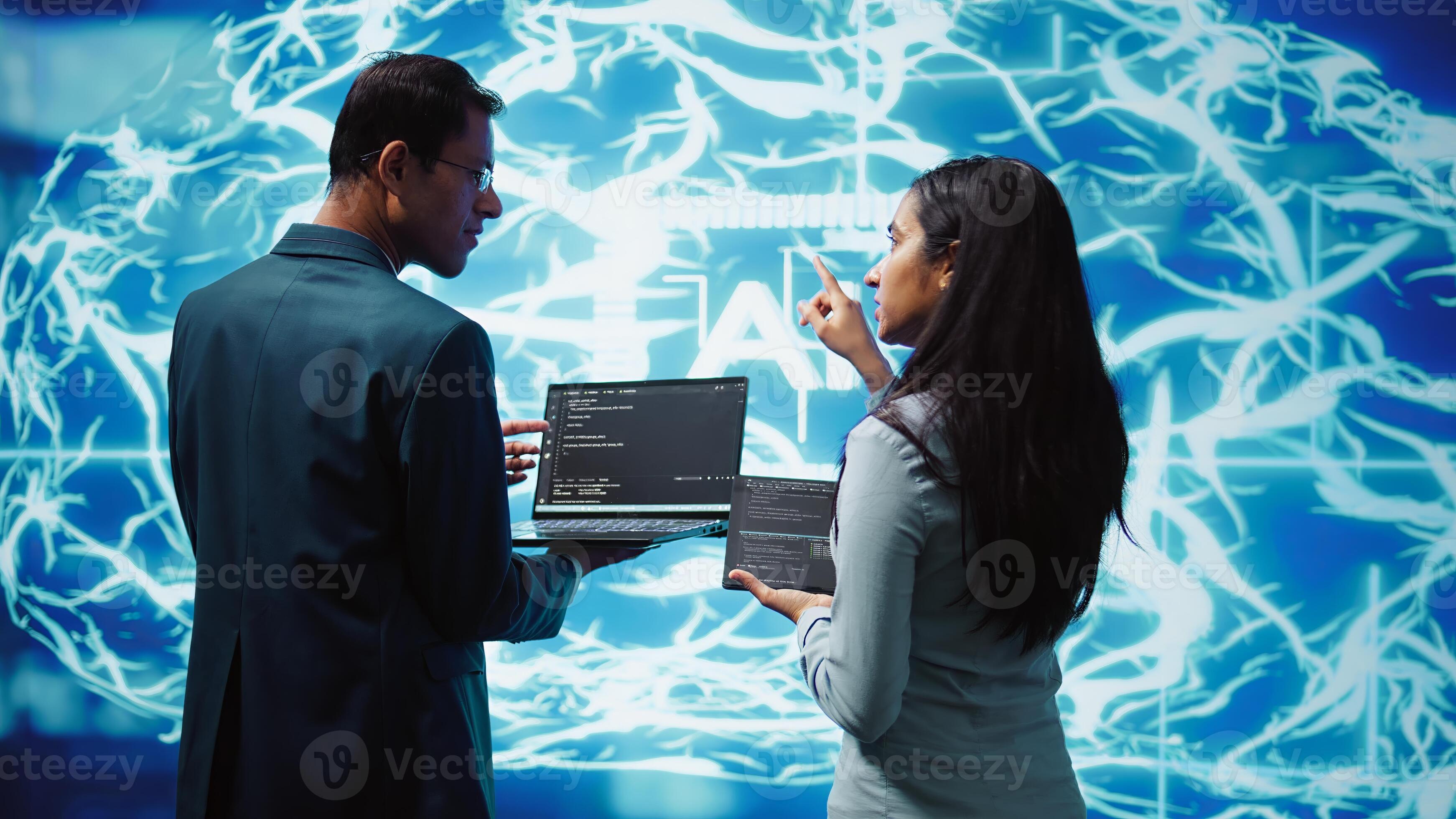 Programmers using devices and AI neural networks modeled after human brain to solve complex ...