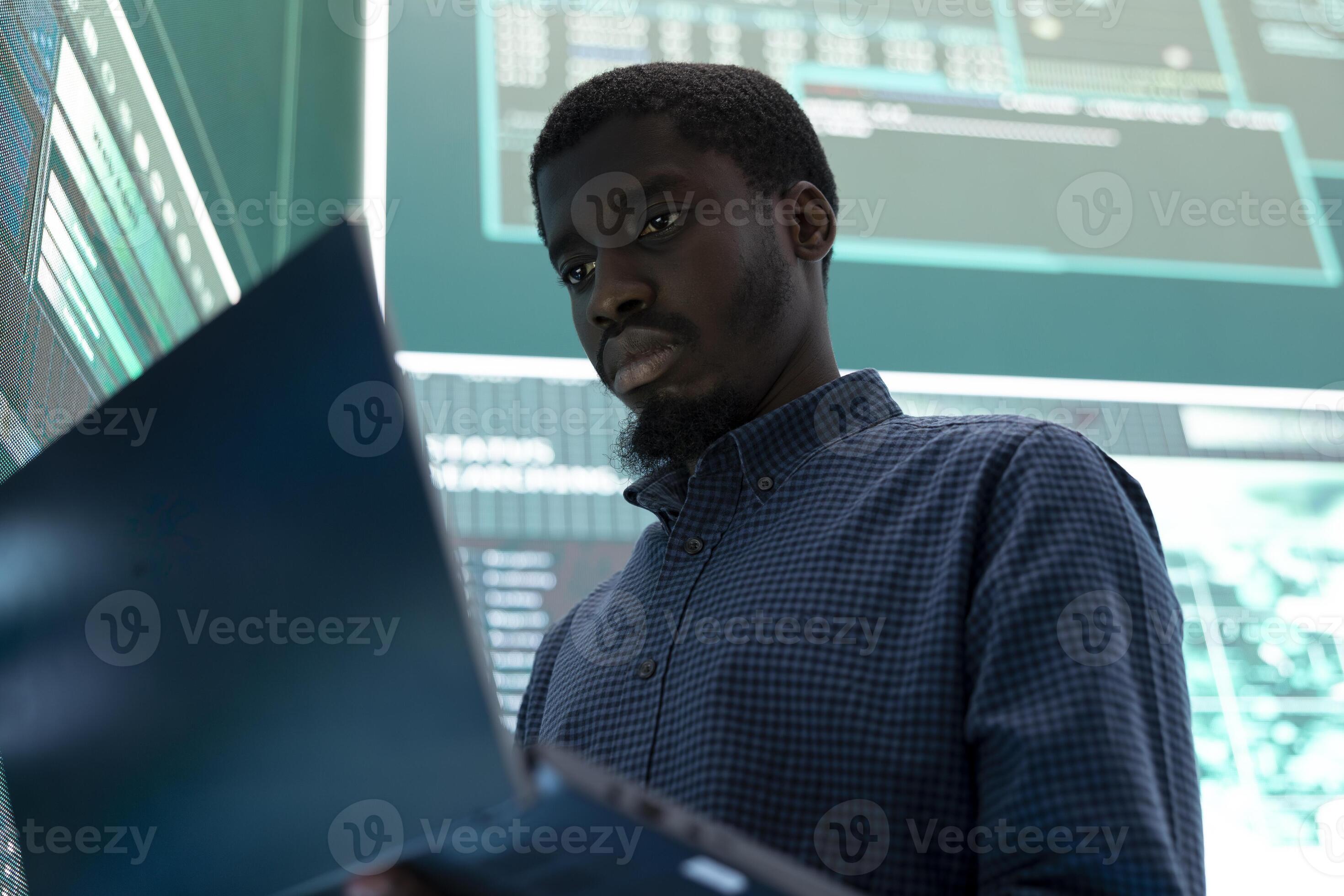 Governmental Hacker Exploiting Server Systems In High Tech Operations Center Executing Cyber