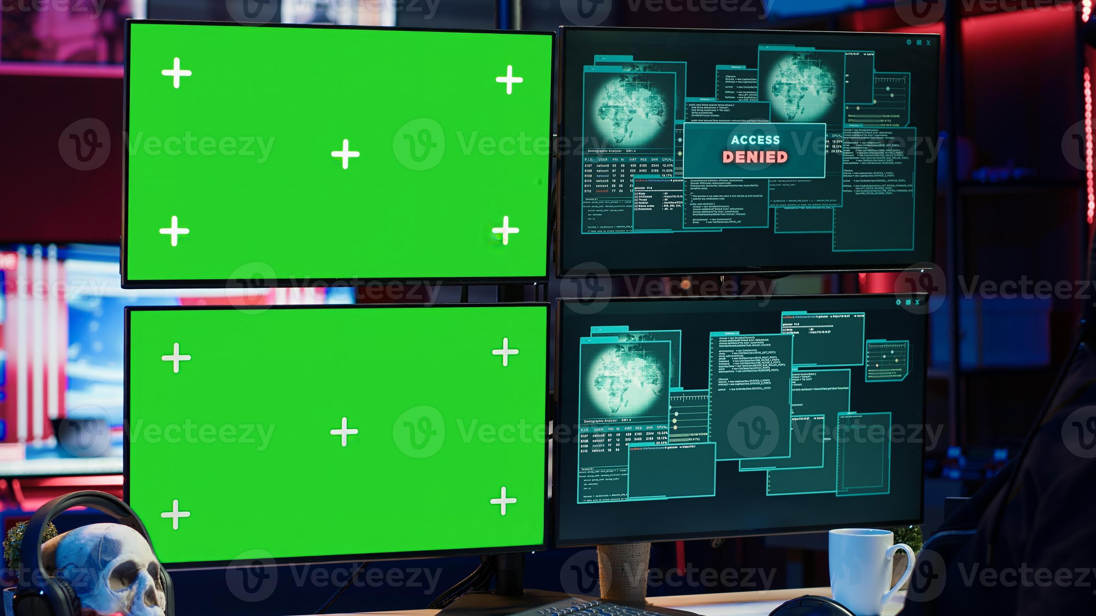 Hacker Receiving Access Denied Error Message On Chroma Key Monitors While Doing Corporate