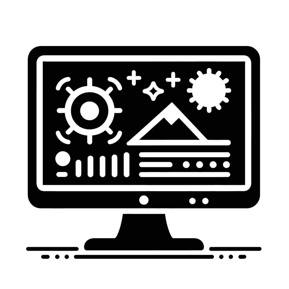 A computer monitor with a clock and gears on it 50091797 Vector Art at ...