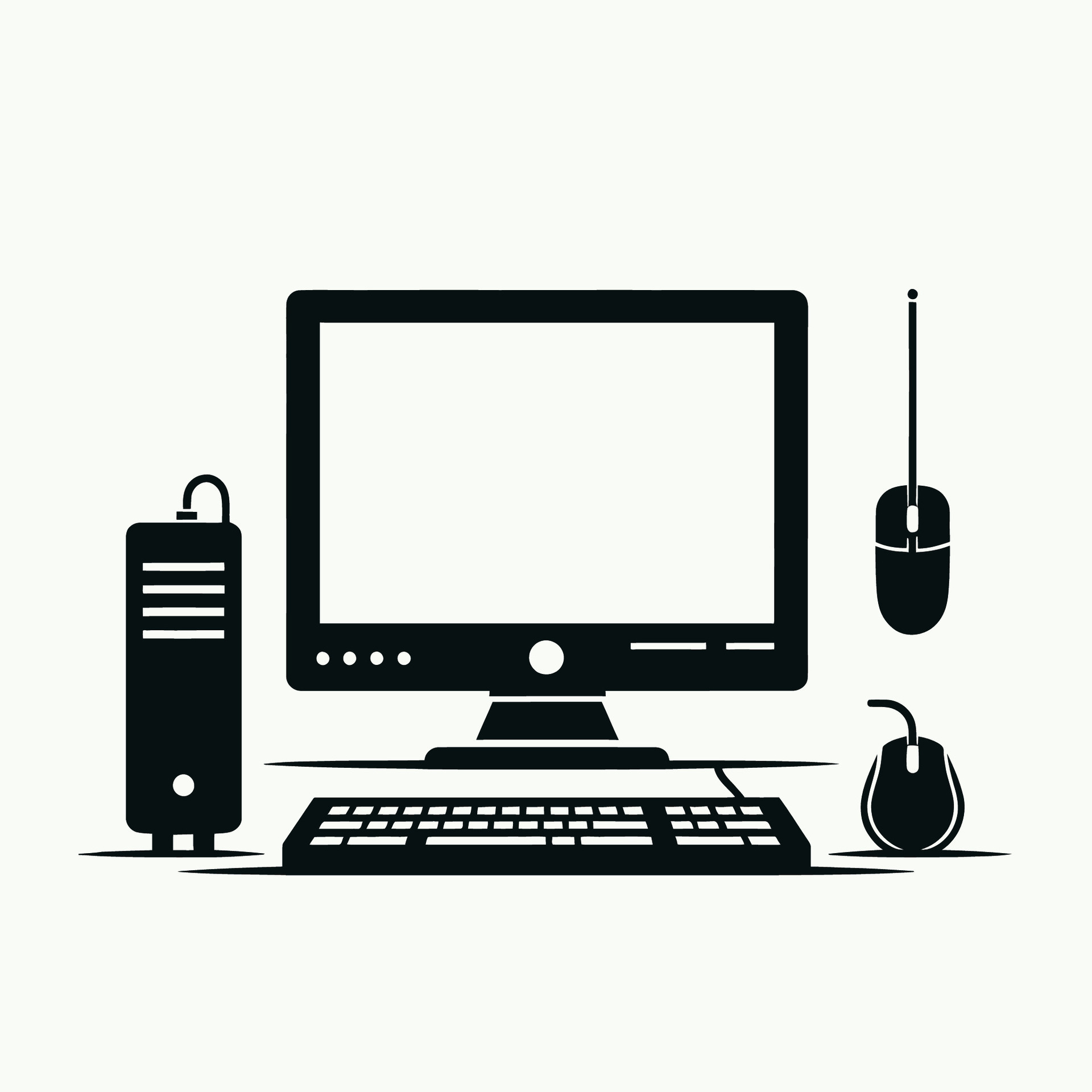 Computer Monitor Keyboard Mouse And Mouse On A White Background