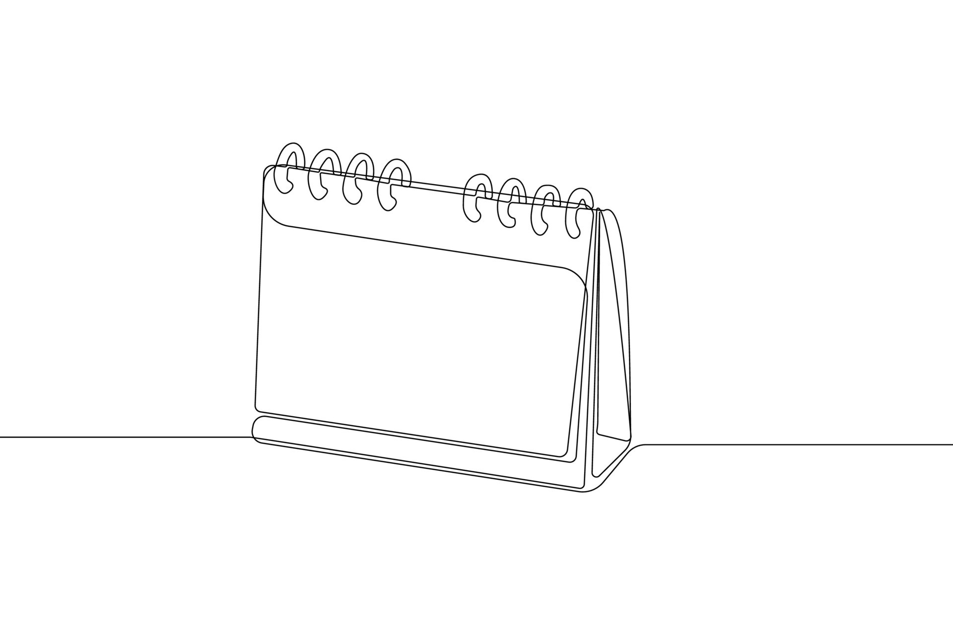 Hand-drawn calendar continuous single line drawing. Calendar outline ...