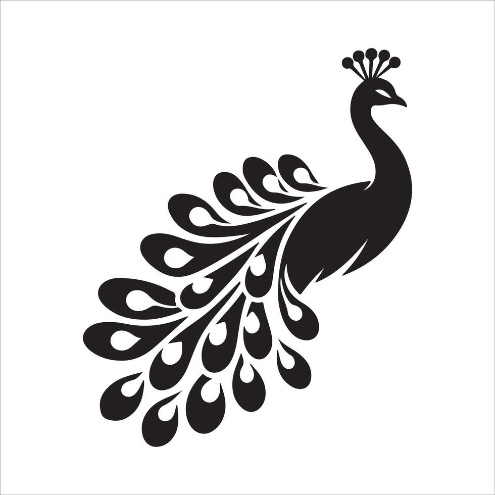 Majestic Peacock Silhouette Clip Art On White Background 50099094 Vector Art At Vecteezy