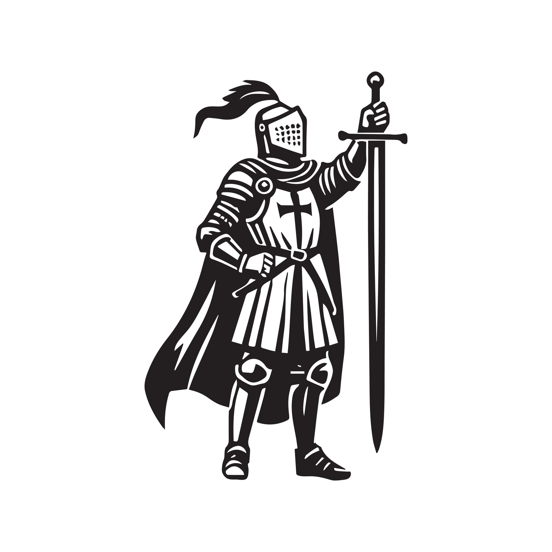 Knight with sword and shield illustration 50104285 Vector Art at Vecteezy