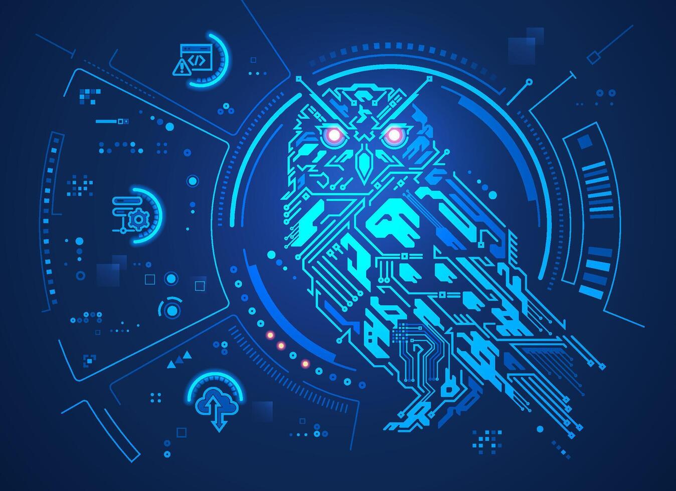 concept of cyber security metaphor, graphic of cyber owl with futuristic element 50117007 Vector ...