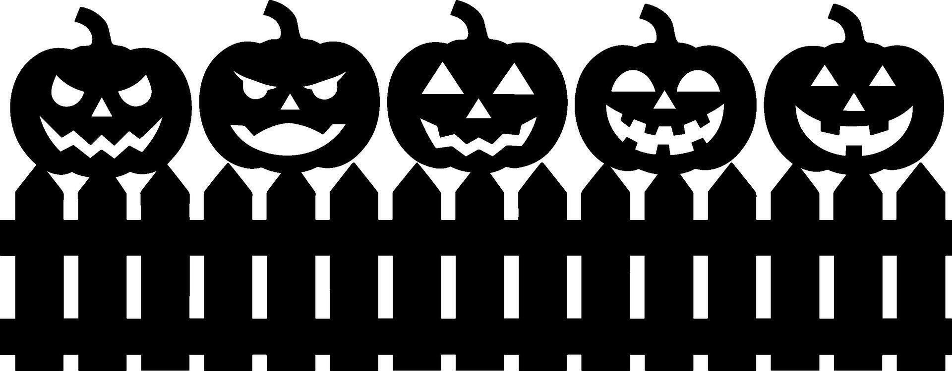 Halloween pumpkins on a fence 50117835 Vector Art at Vecteezy