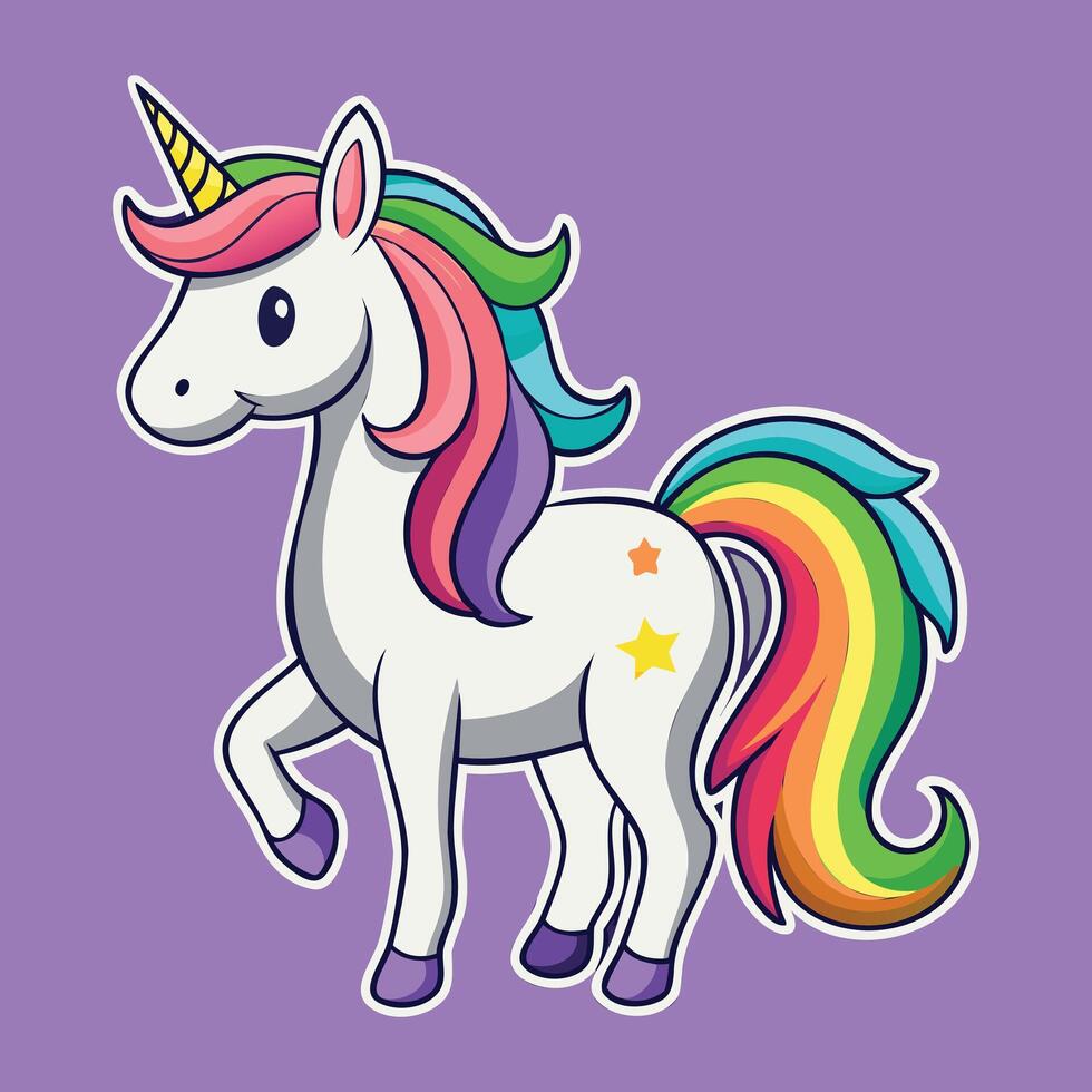 A cartoon unicorn with rainbow mane and tail 50118963 Vector Art at Vecteezy