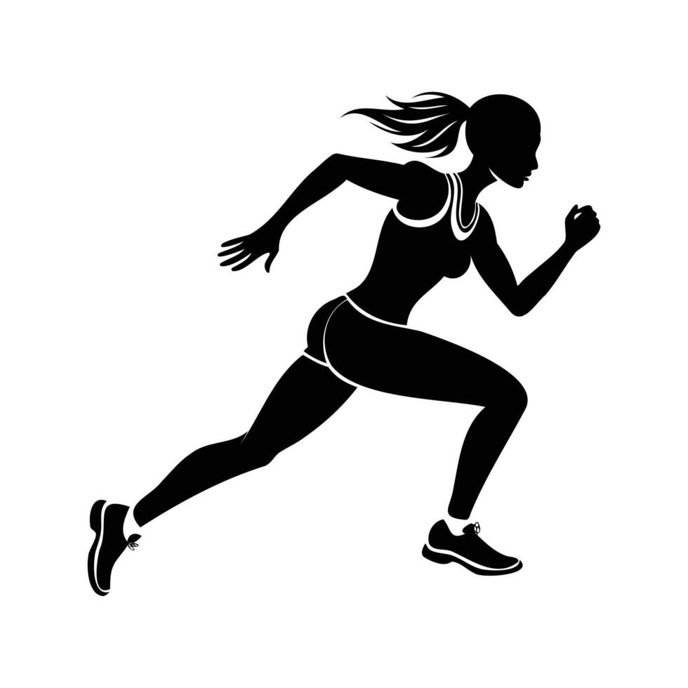 A silhouette of a woman running 50119045 Vector Art at Vecteezy