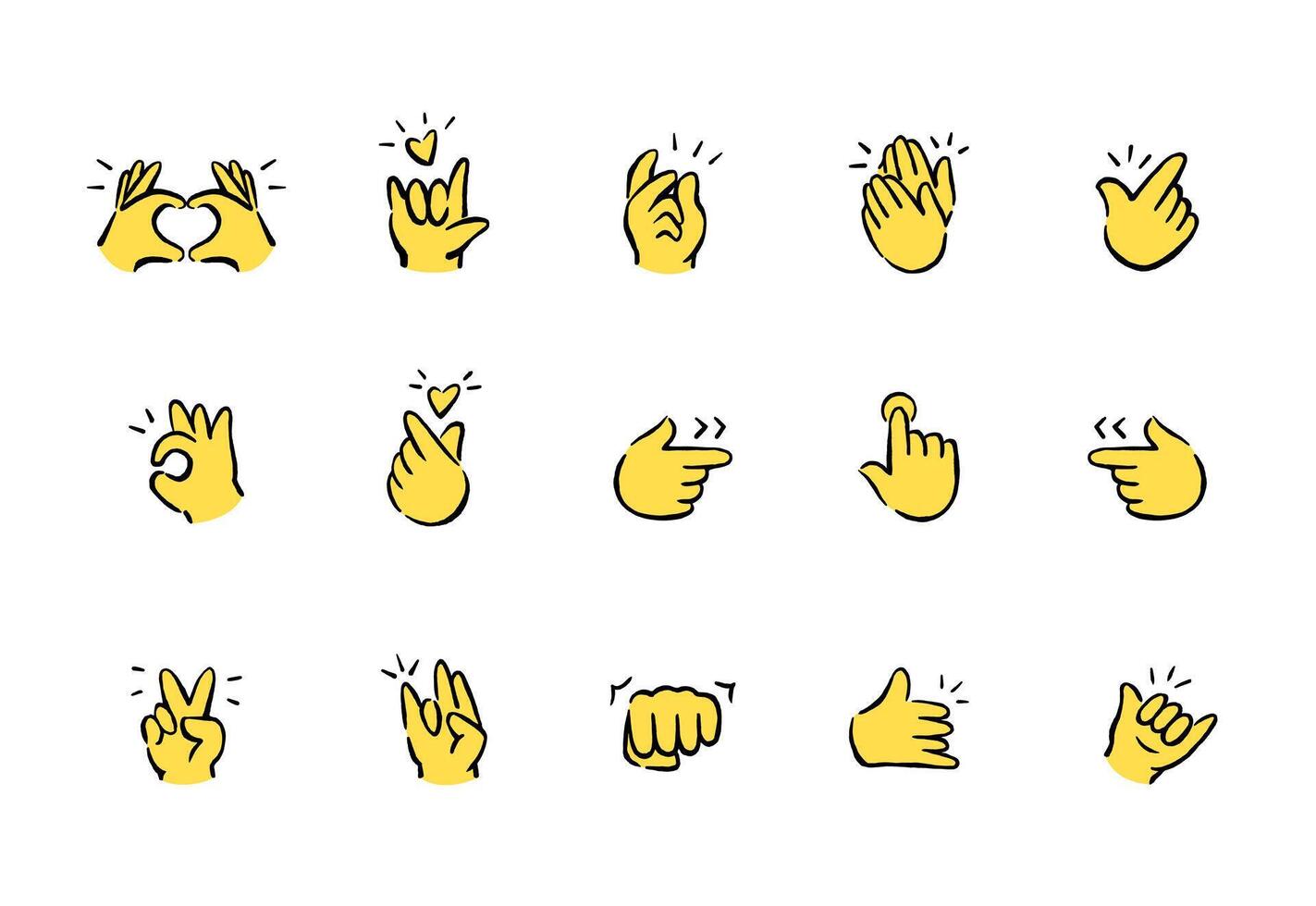 Doodle Hand icons emoji sticker set 50126336 Vector Art at Vecteezy