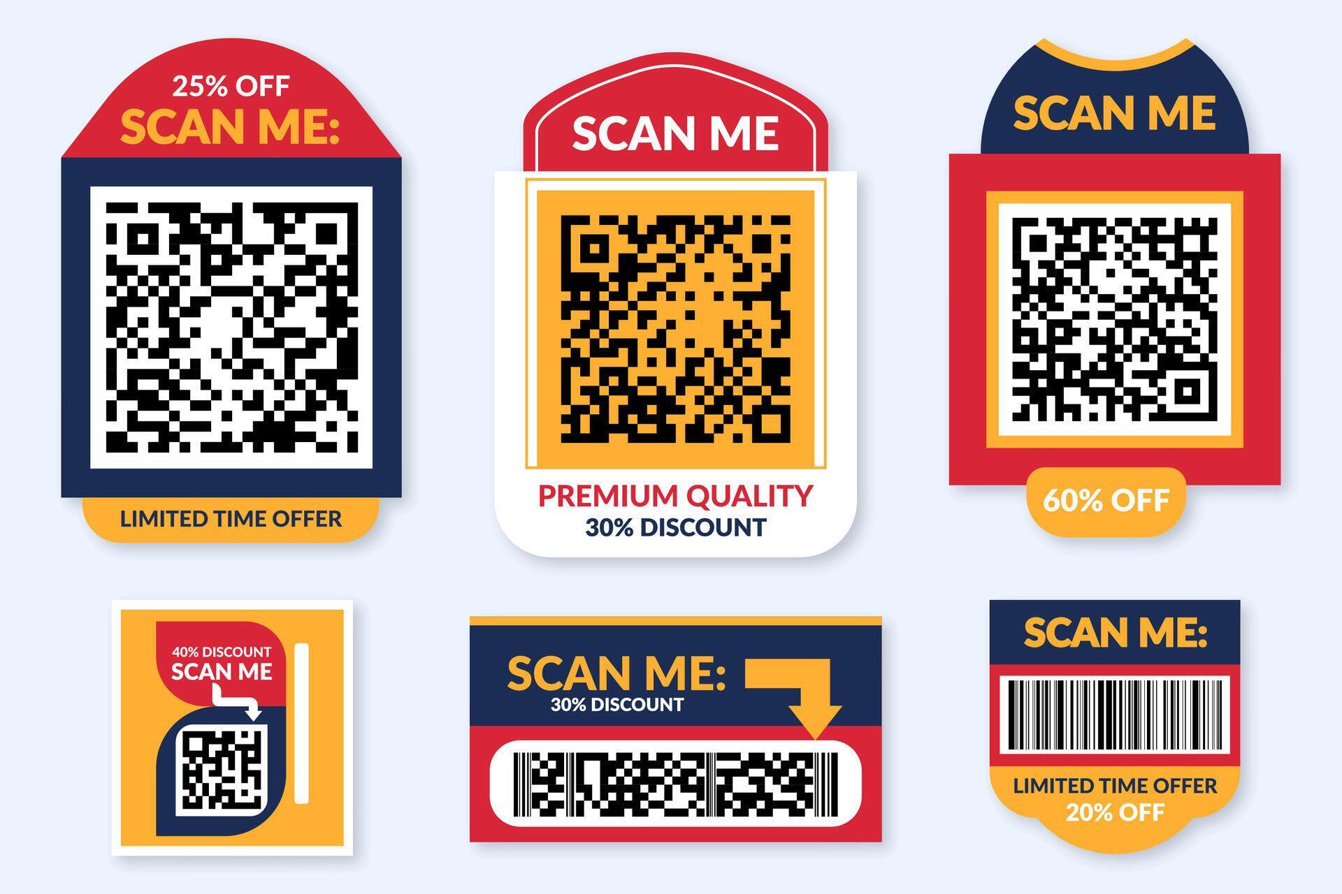 Qr Code Scan Me Sticker Set For Smartphone Scanning Collection Of